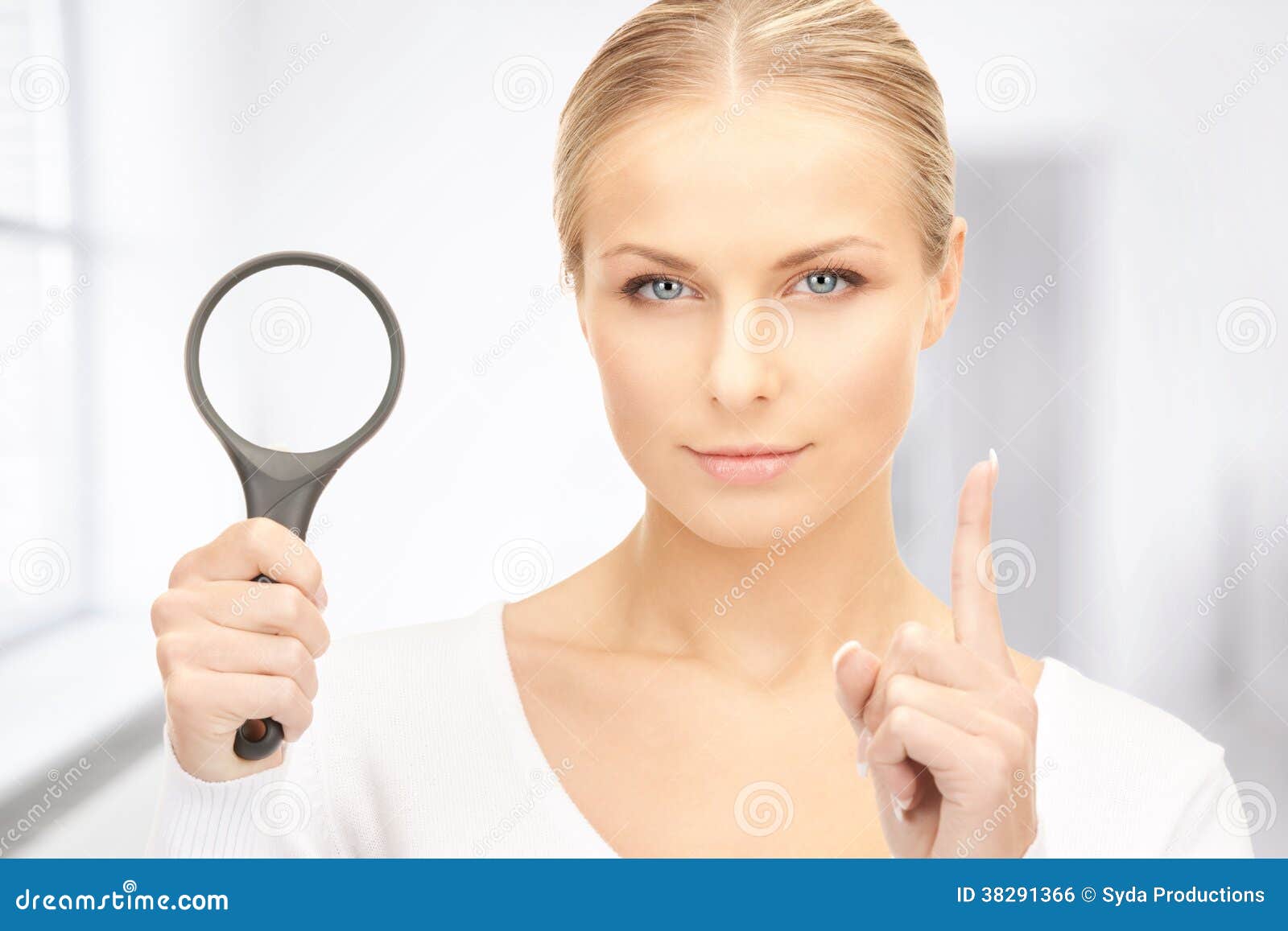 Woman with Magnifying Glass Stock Photo - Image of glass, attractive ...