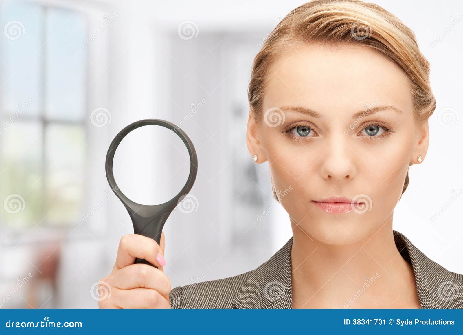Woman with Magnifying Glass Stock Image - Image of looking, attractive ...