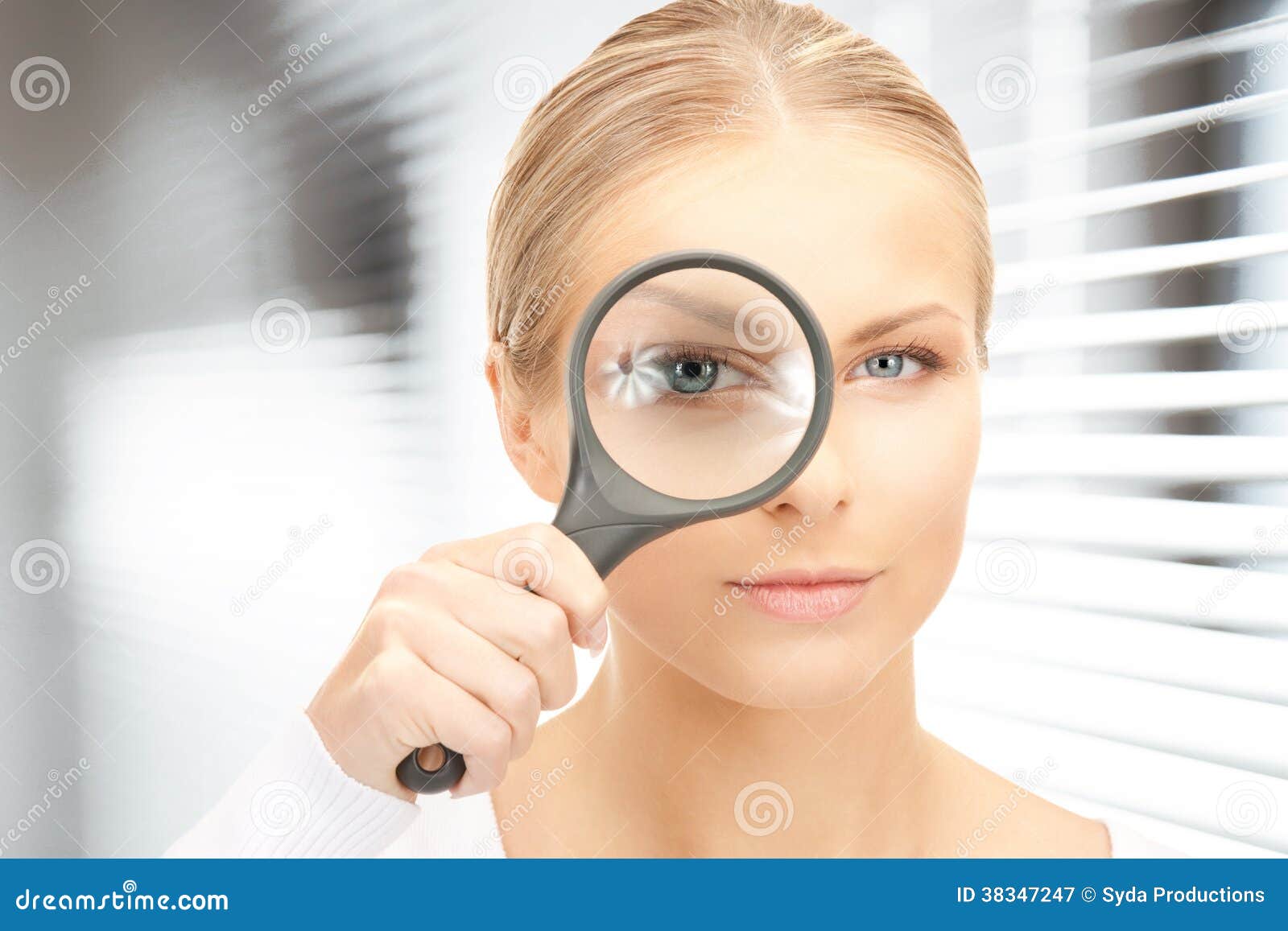 Woman with Magnifying Glass Stock Image - Image of looking, detective ...