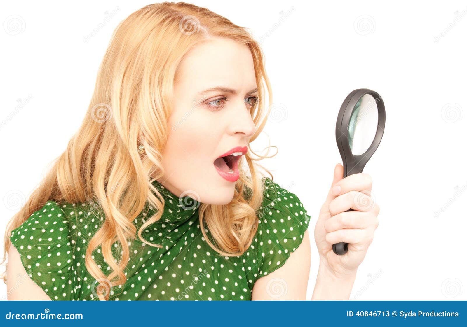 Woman with Magnifying Glass Stock Image - Image of face, attractive ...