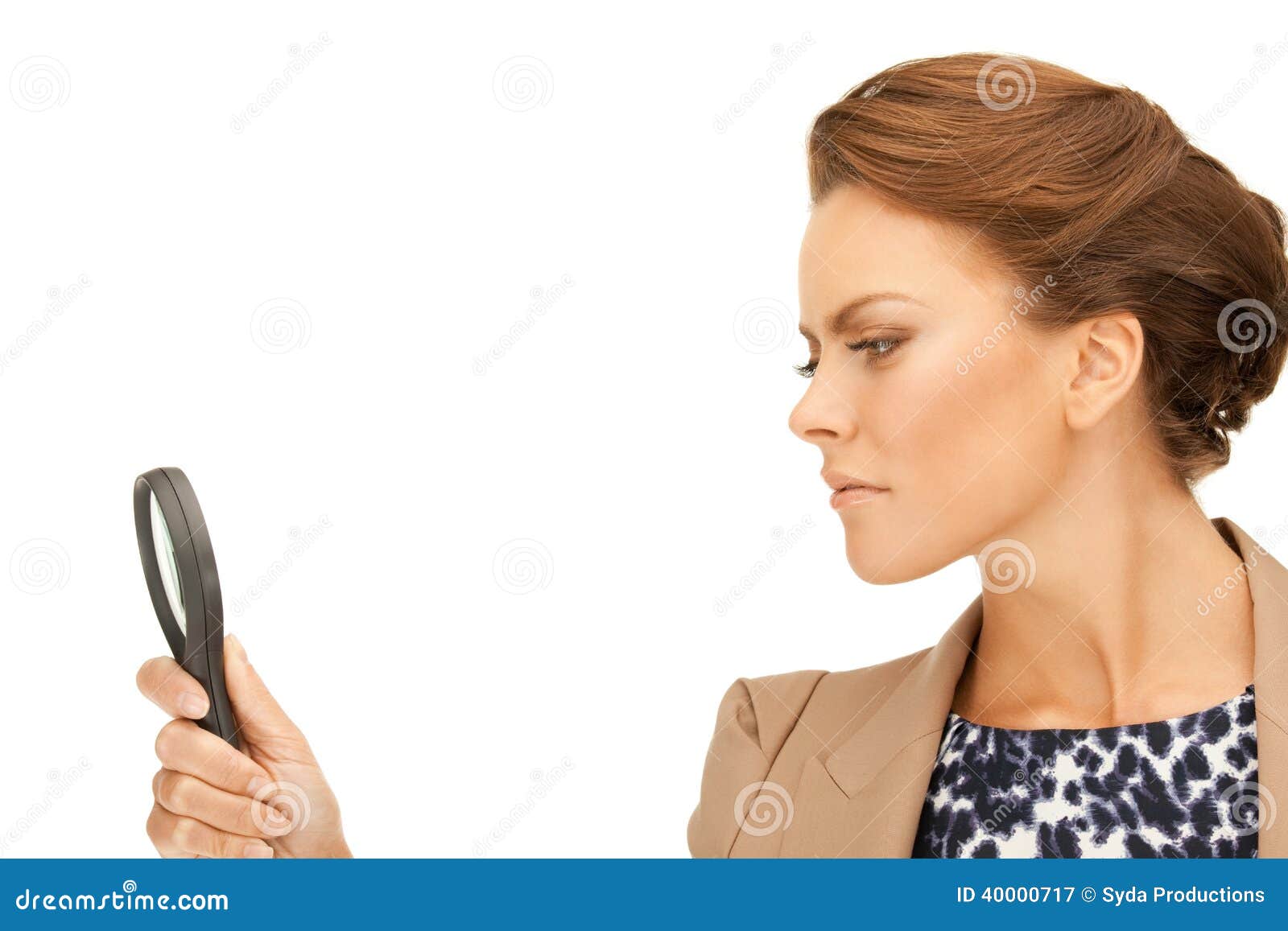 Woman with Magnifying Glass Stock Image - Image of discovery ...