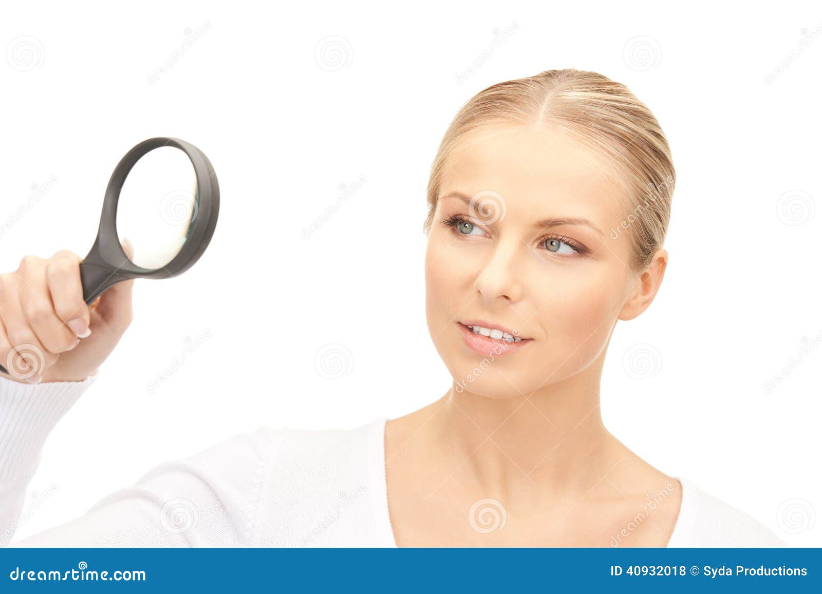 Woman with Magnifying Glass Stock Photo - Image of looking, equipment ...