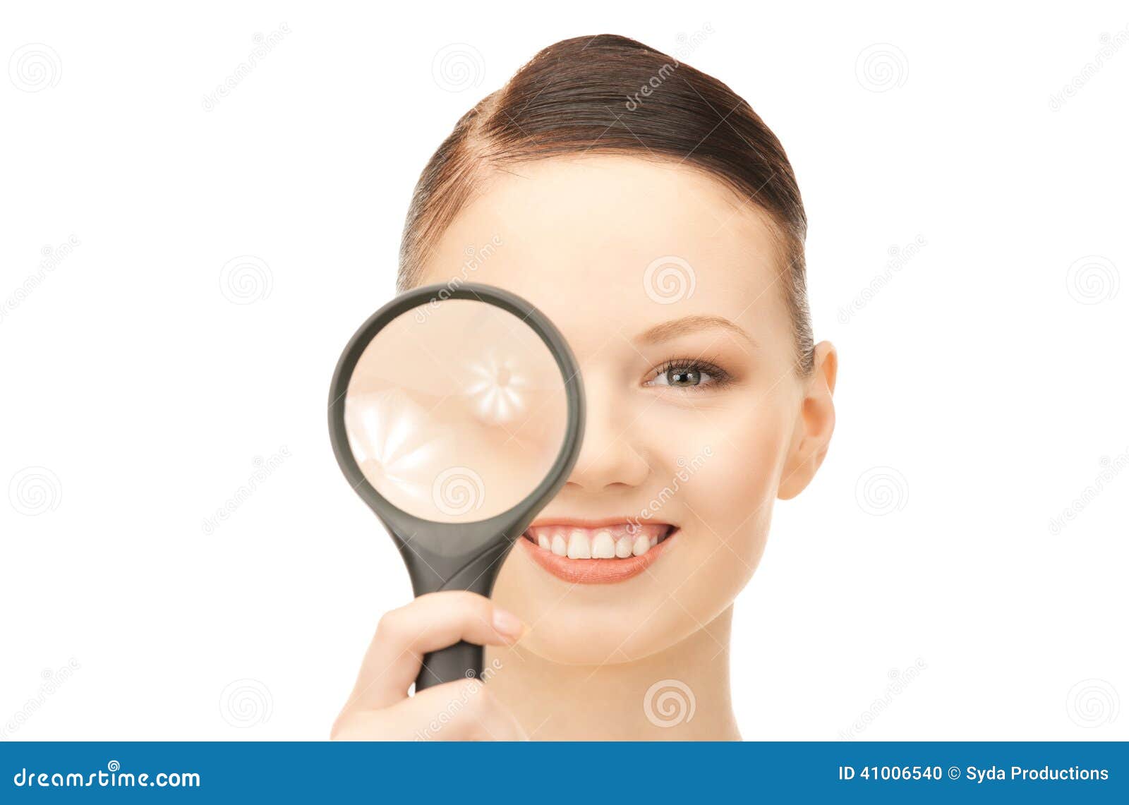 Woman with Magnifying Glass Stock Photo - Image of lady, bright: 41006540