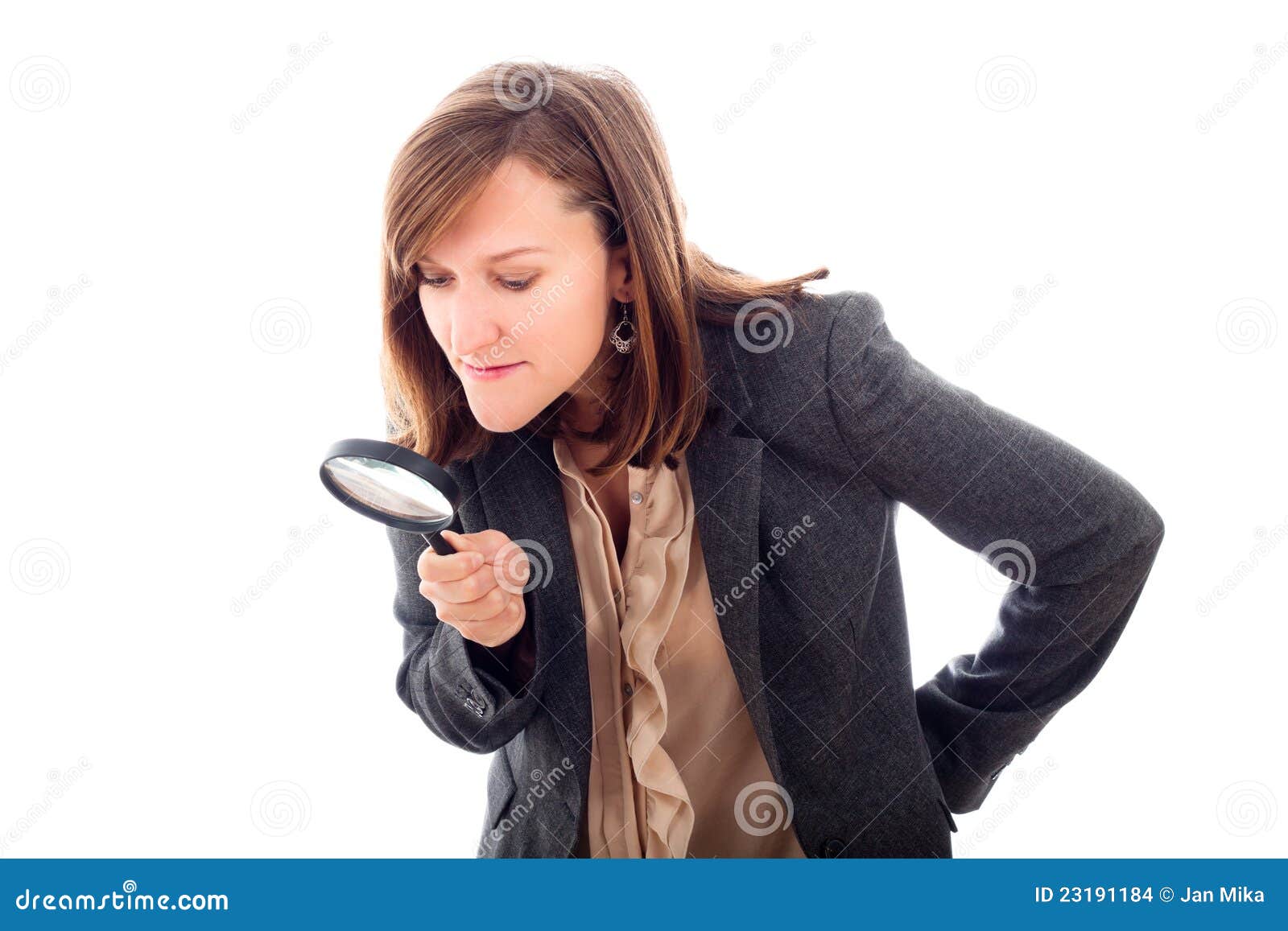 Woman with Magnifying Glass Searching Stock Photo - Image of examiner ...