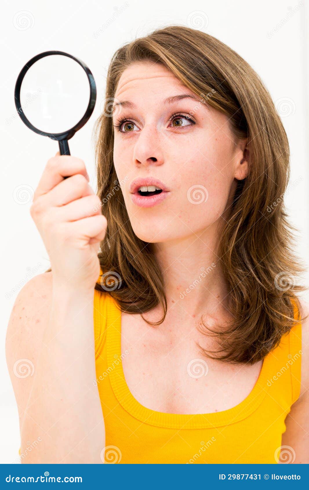 Woman with Magnifying Glass Stock Image - Image of cheerful, lifestyle ...