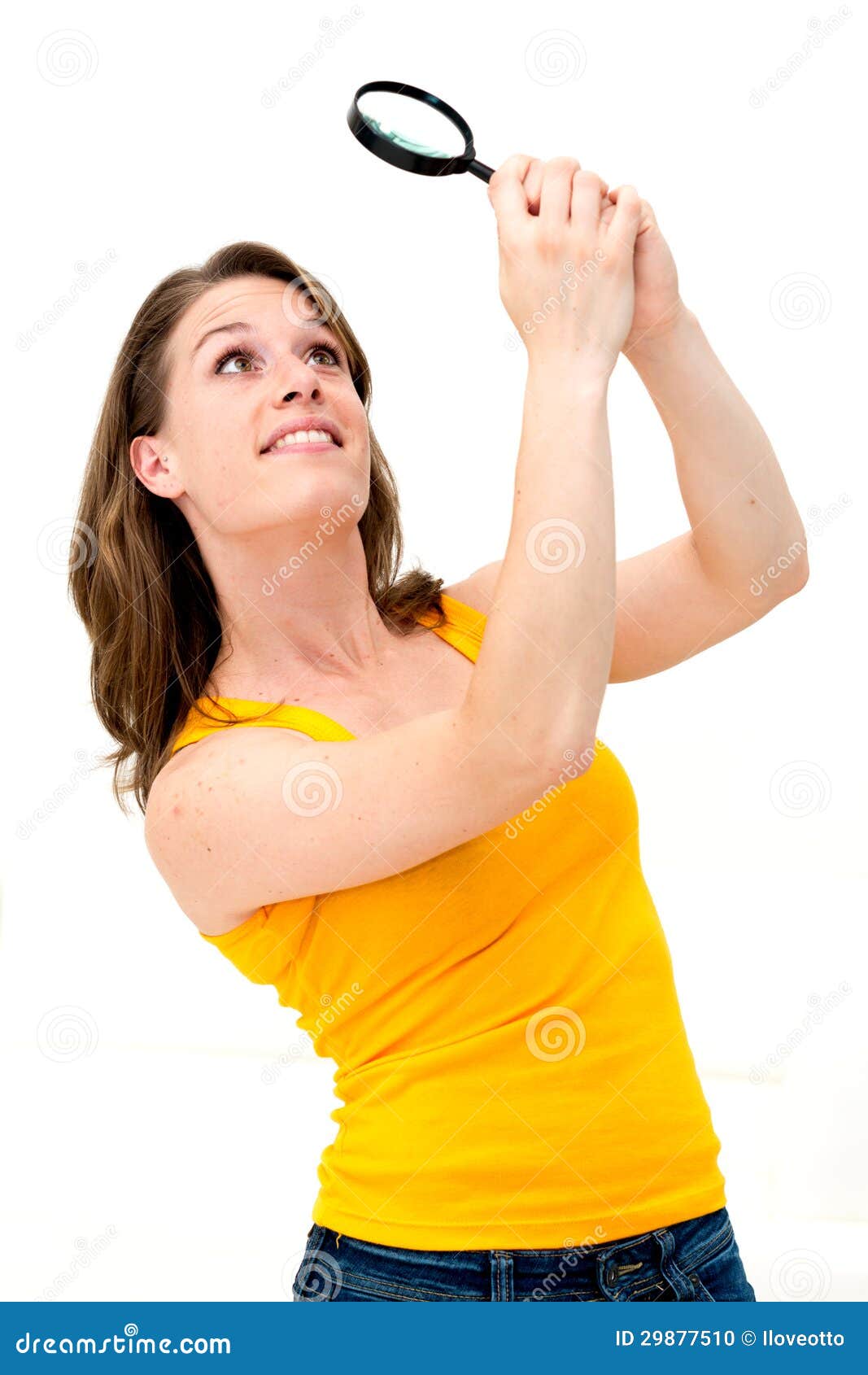 Woman with Magnifying Glass Stock Photo - Image of magnification ...