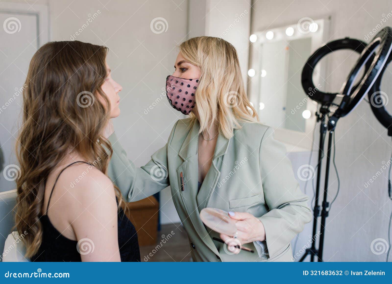 Woman Make-up Artist Work in Her Studio with Model Stock Photo - Image ...