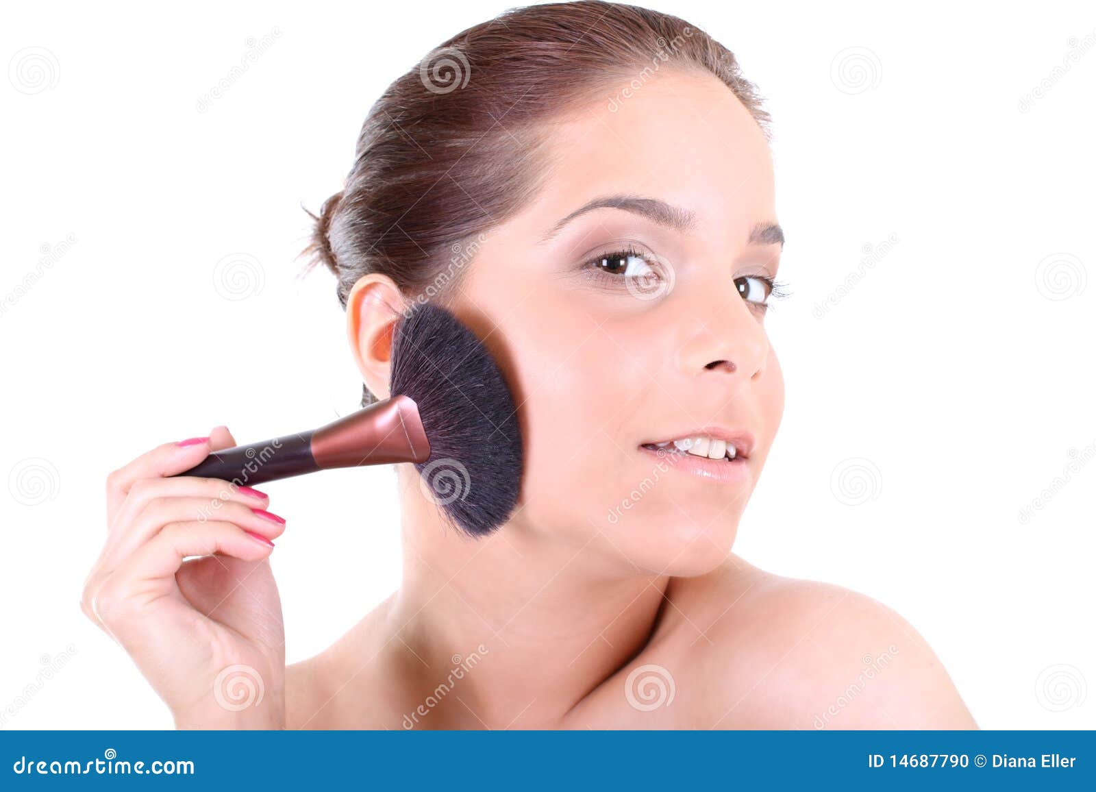 Woman with make up brush stock photo. Image of body, female - 14687790