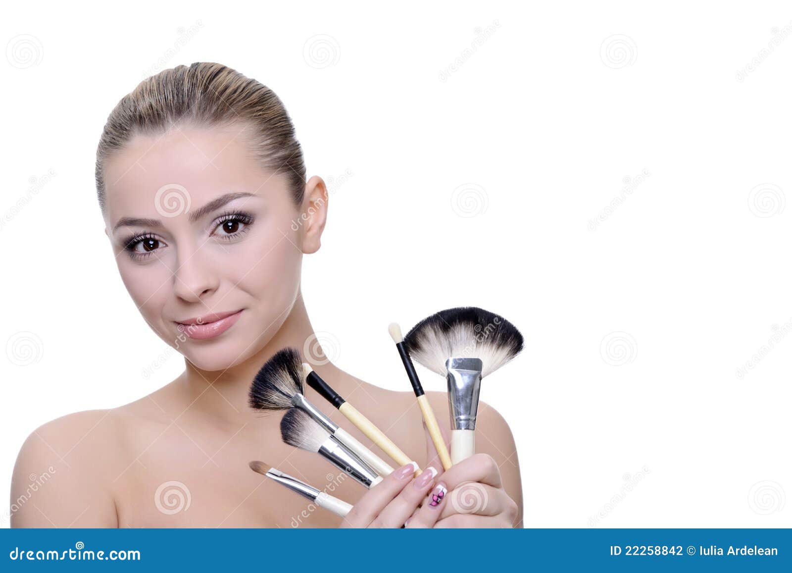 Woman with make-up brushes stock photo. Image of elegance - 22258842