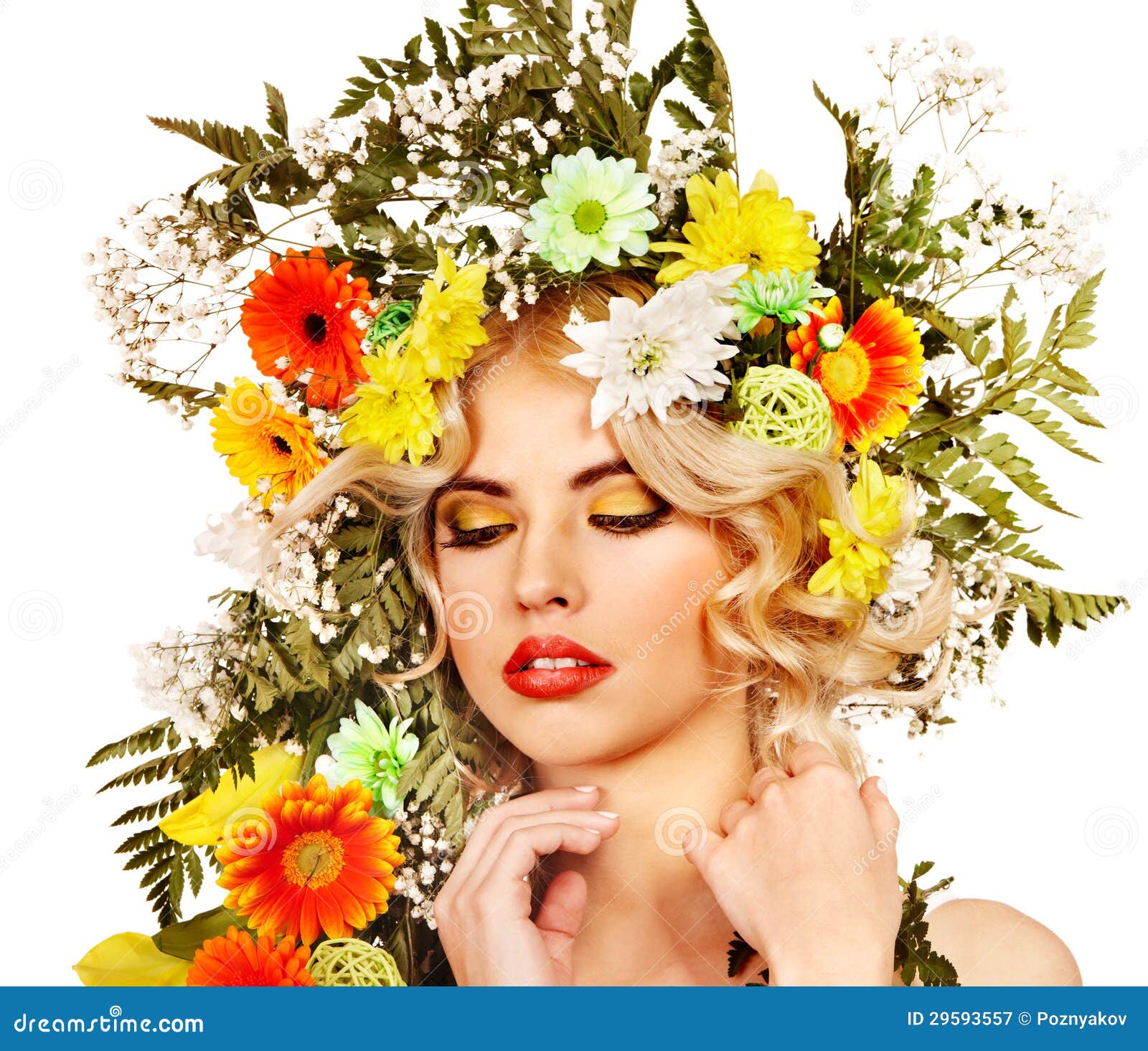 Woman with Make Up and Flower. Stock Image - Image of flower, creative ...