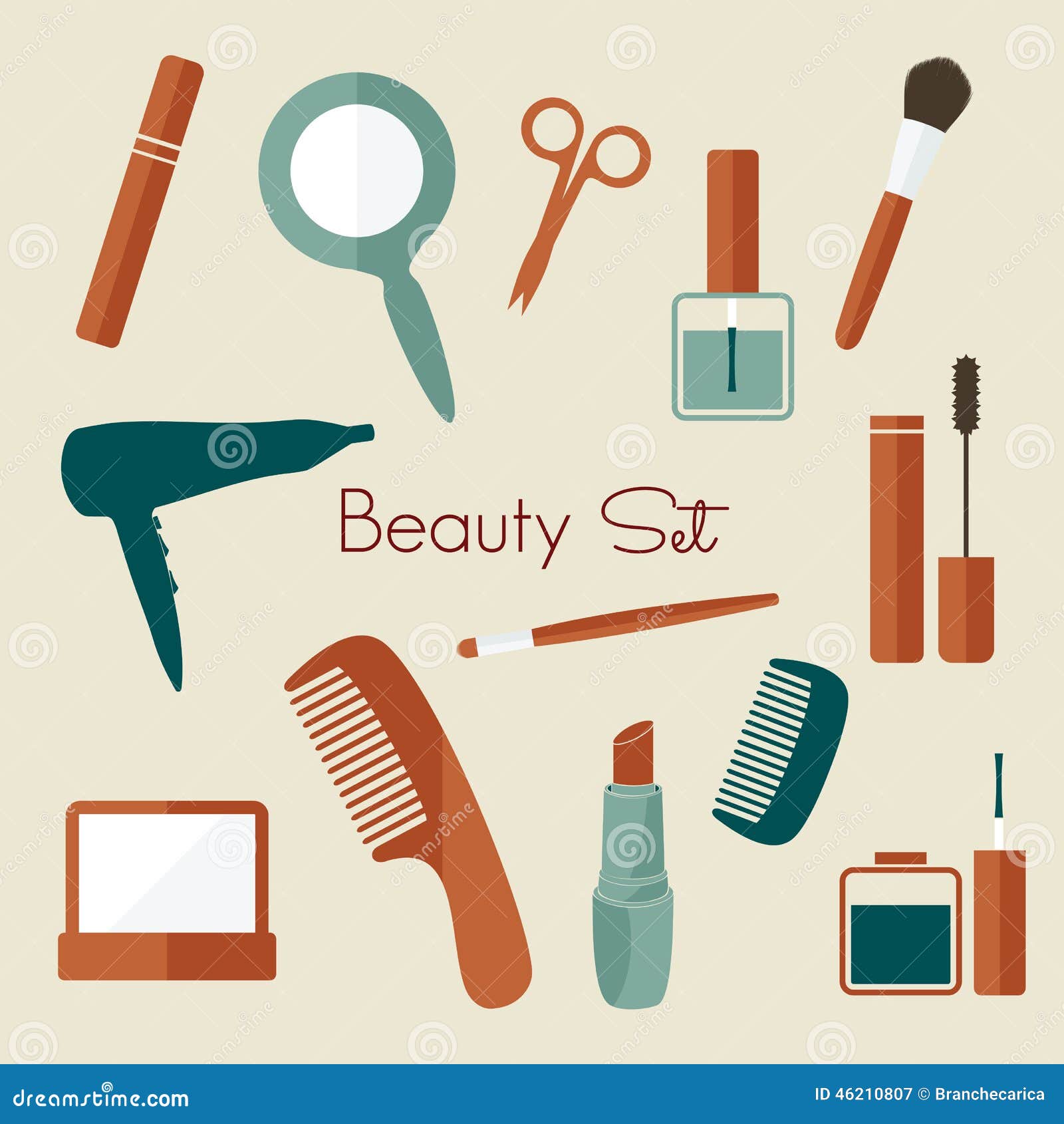 Woman make up set stock vector. Illustration of embroidery - 46210807