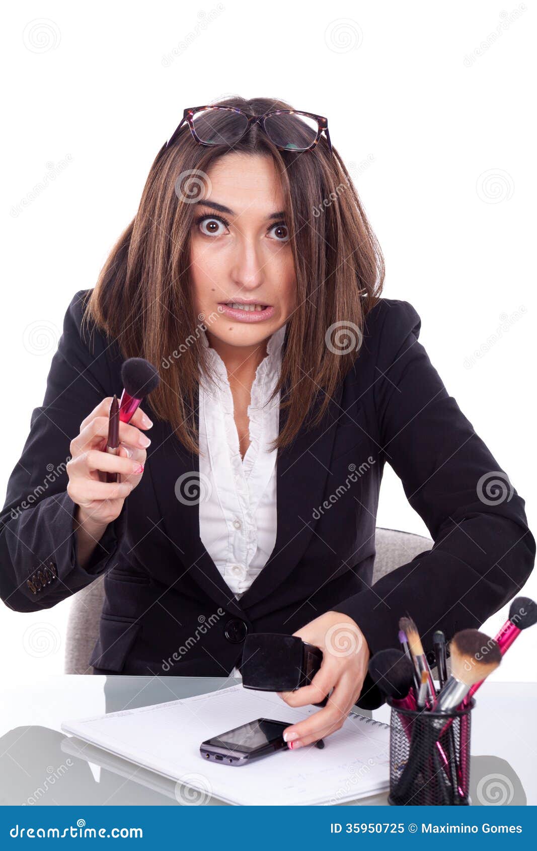 Woman with make-up work stock image. Image of girl, desk - 35950725