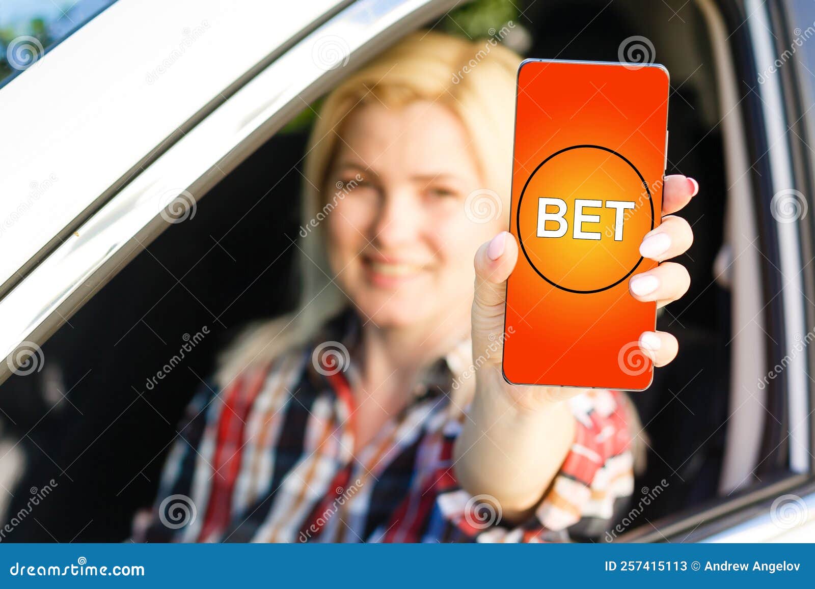 Woman Makes Bets on Smartphone Stock Image - Image of betting, soccer ...