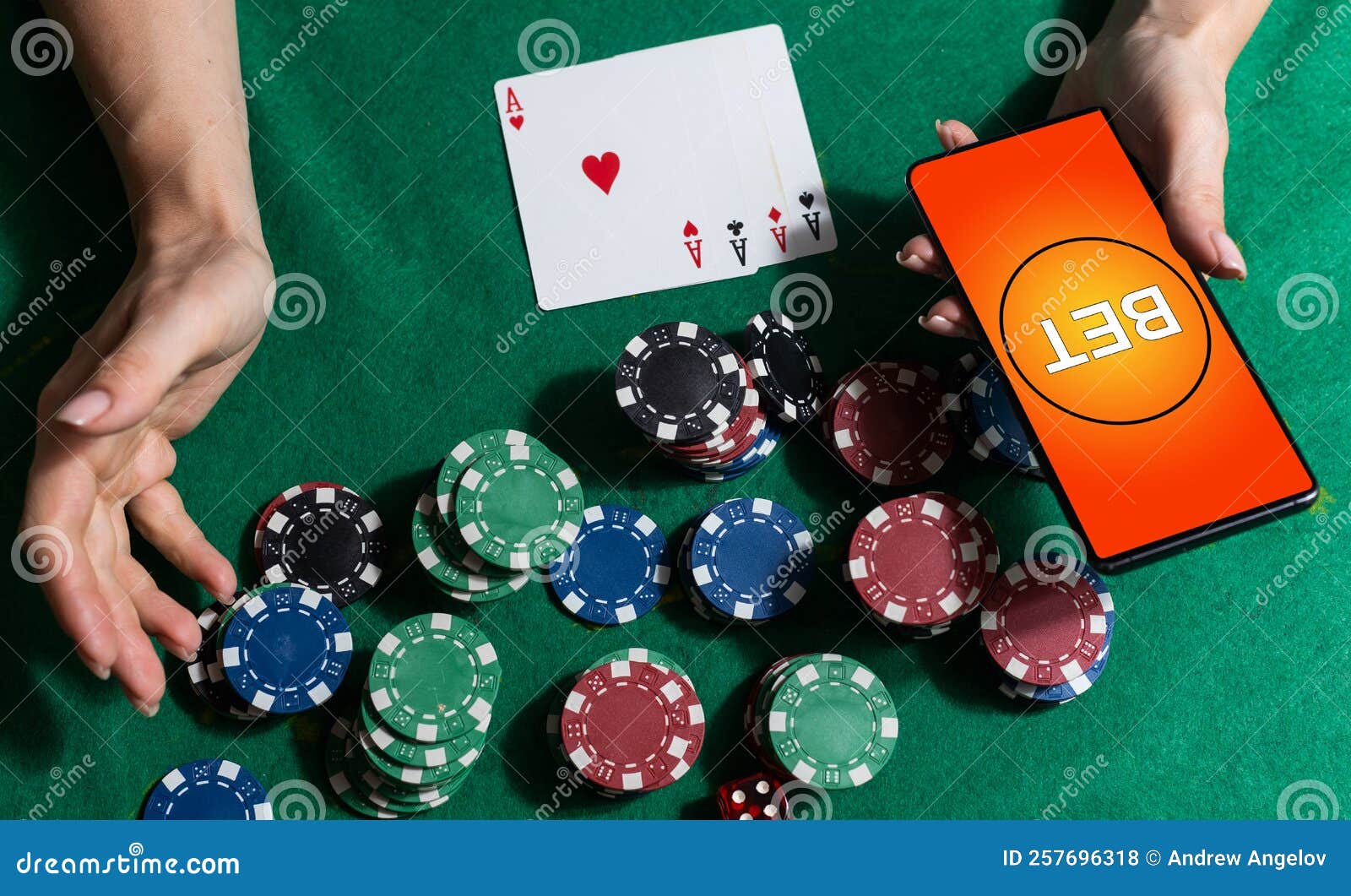 A Woman Makes Bets on a Tablet Stock Photo - Image of business ...