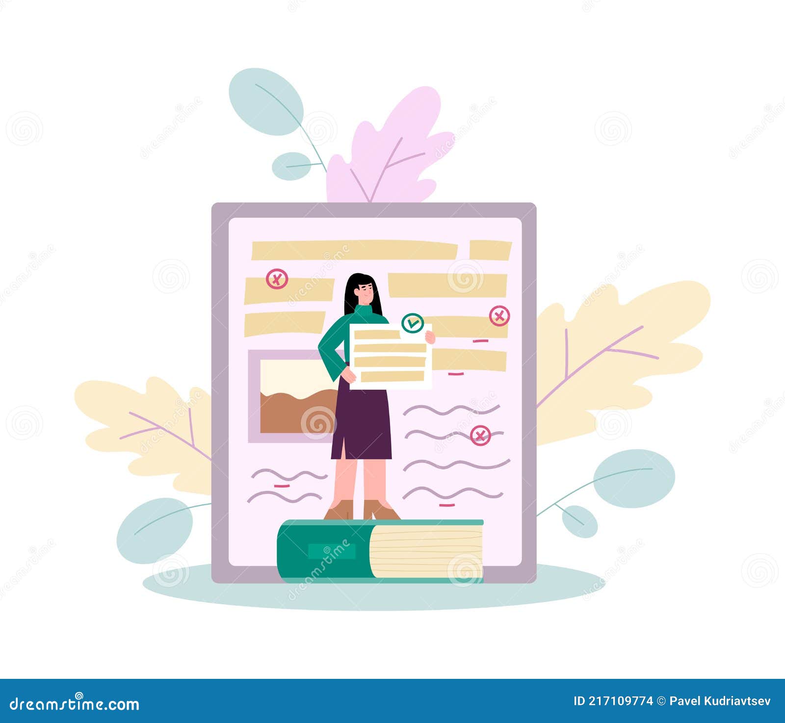 Document Revision And Grammar Editor Set, Cartoon Vector Illustration ...