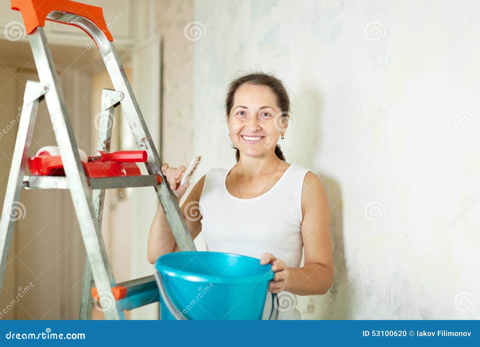 Woman Makes Repairs at Home Stock Photo - Image of hobby, indoor: 53100620