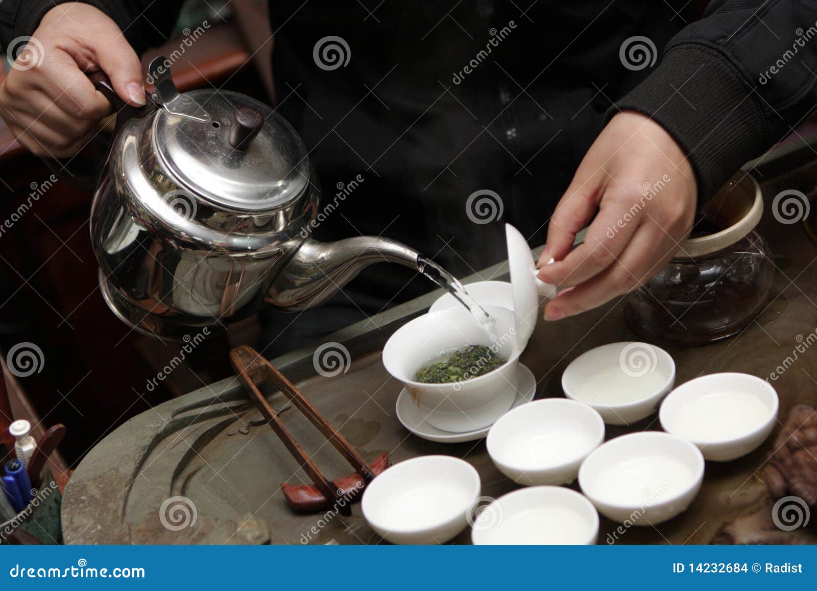 Woman makes tea stock photo. Image of leaves, human, herb - 14232684