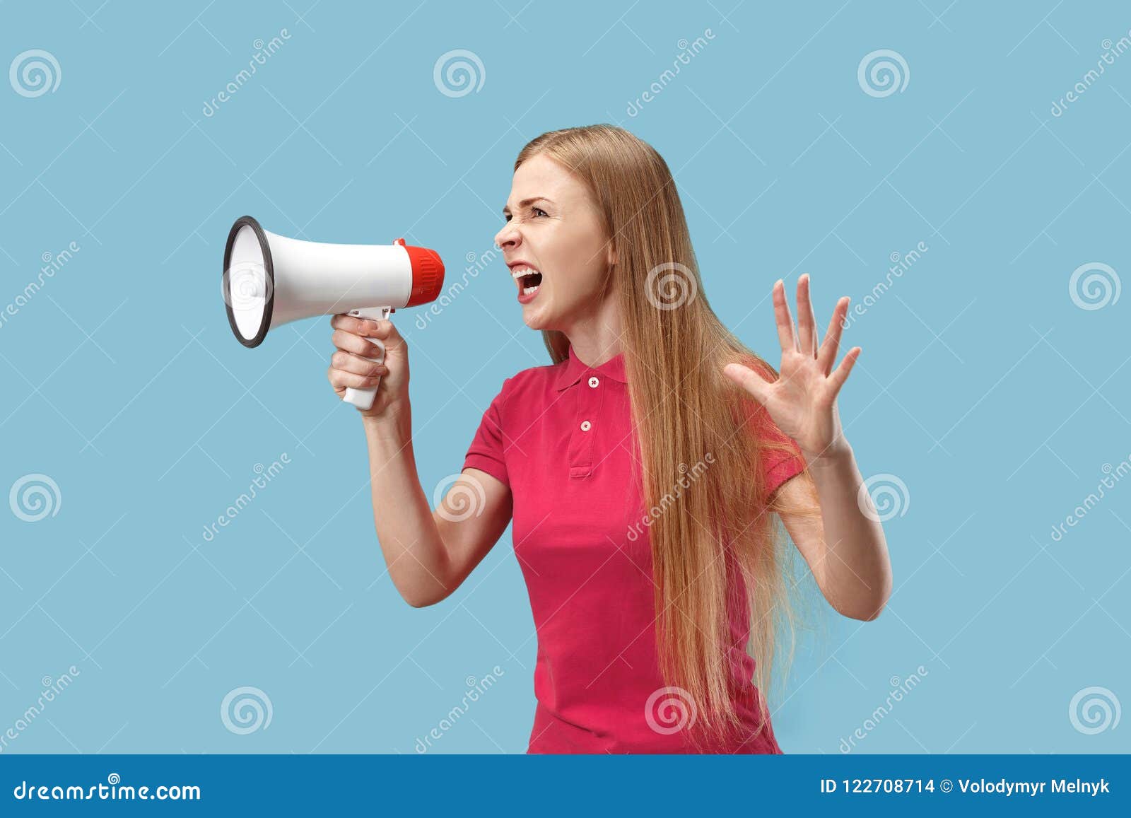 Woman Making Announcement with Megaphone Stock Photo - Image of ...
