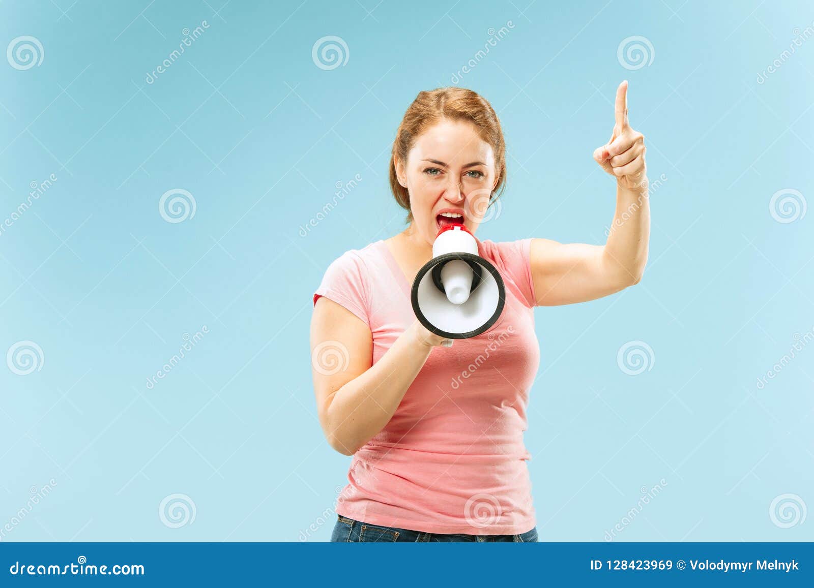 Woman Making Announcement with Megaphone Stock Image - Image of loud ...