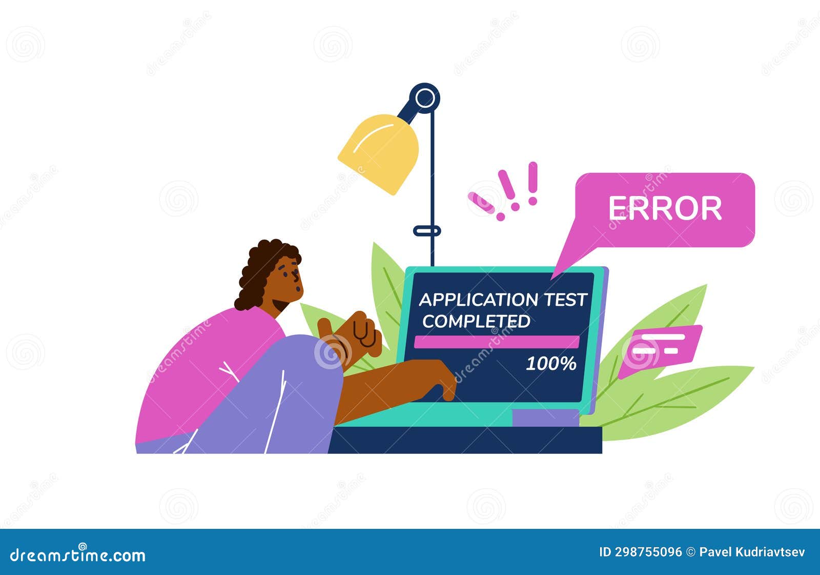 Woman Making Application Test Flat Style, Vector Illustration Stock ...