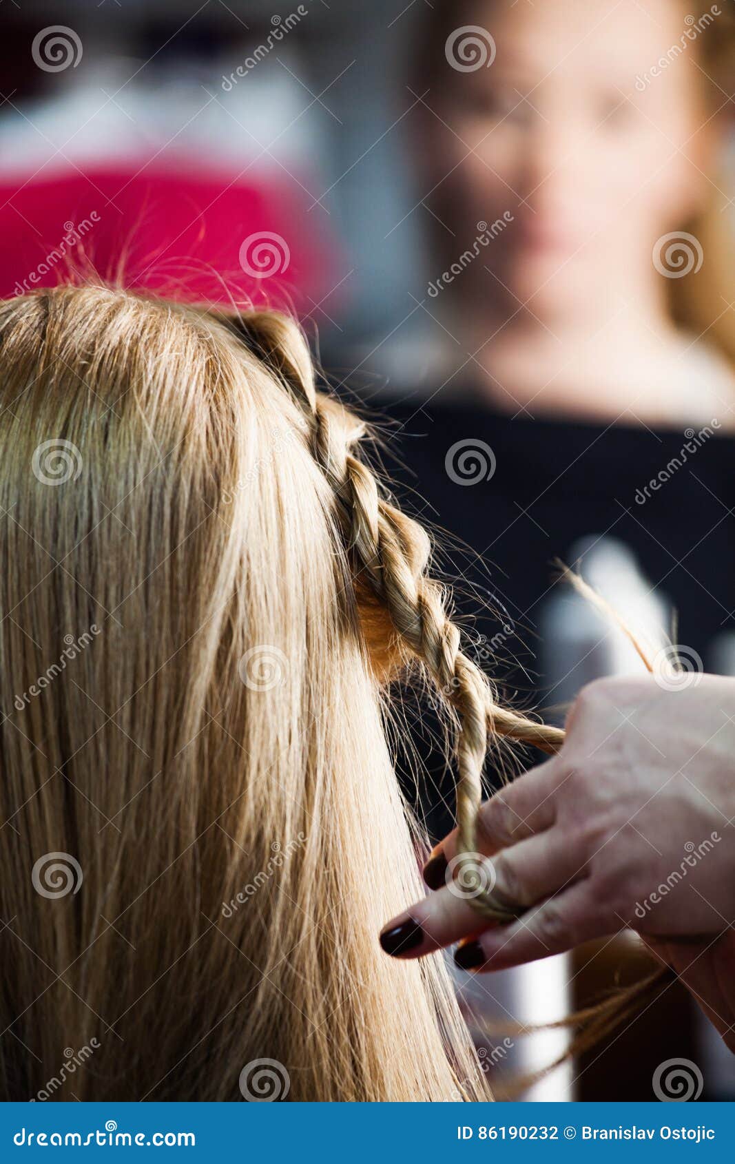 Woman Making Braids at Hair Studio Stock Photo - Image of fashion ...