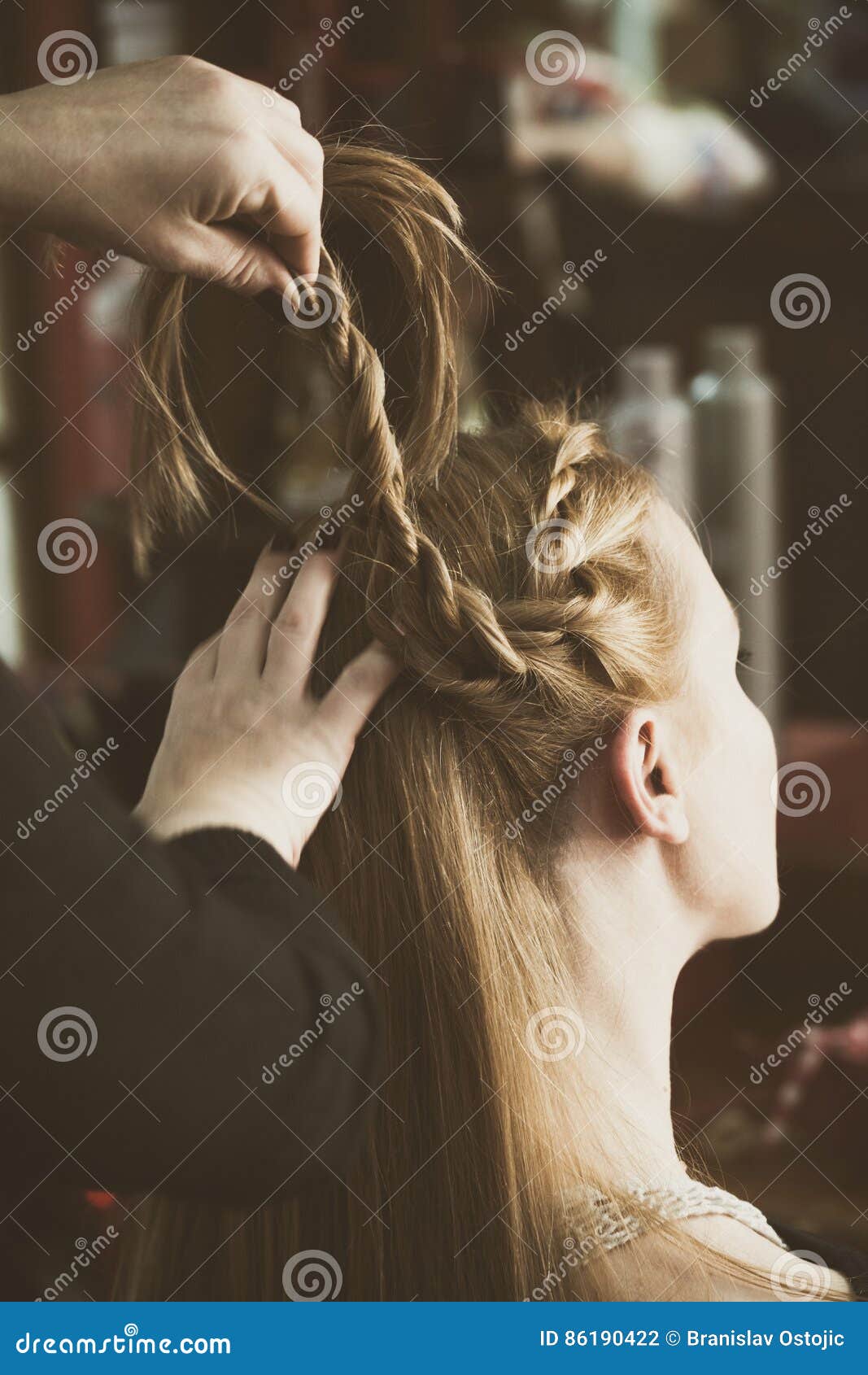 Woman Making Braids at Hair Studio Stock Photo - Image of studio ...