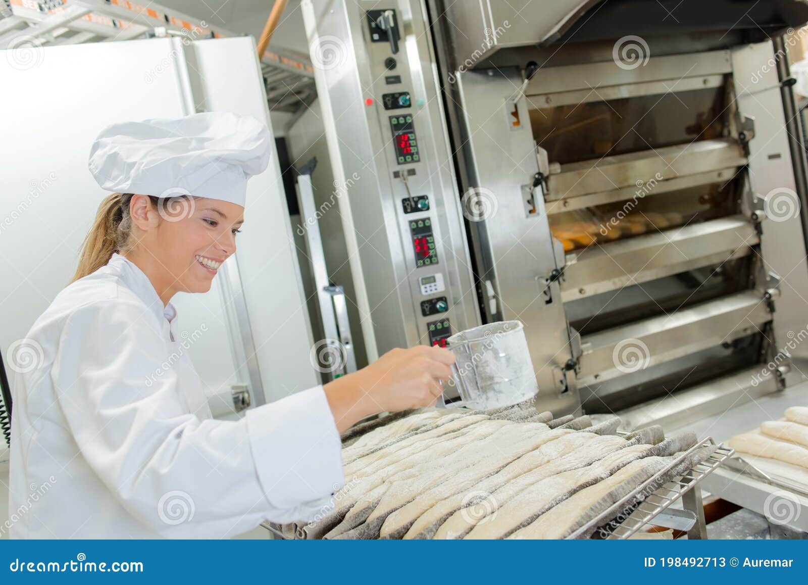Woman making bread stock image. Image of female, baking - 198492713