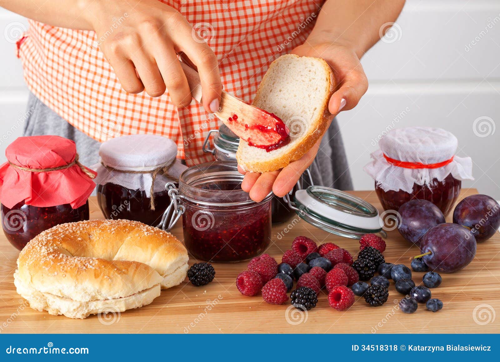 Woman making breakfast stock photo. Image of fruits, rasberry - 34518318
