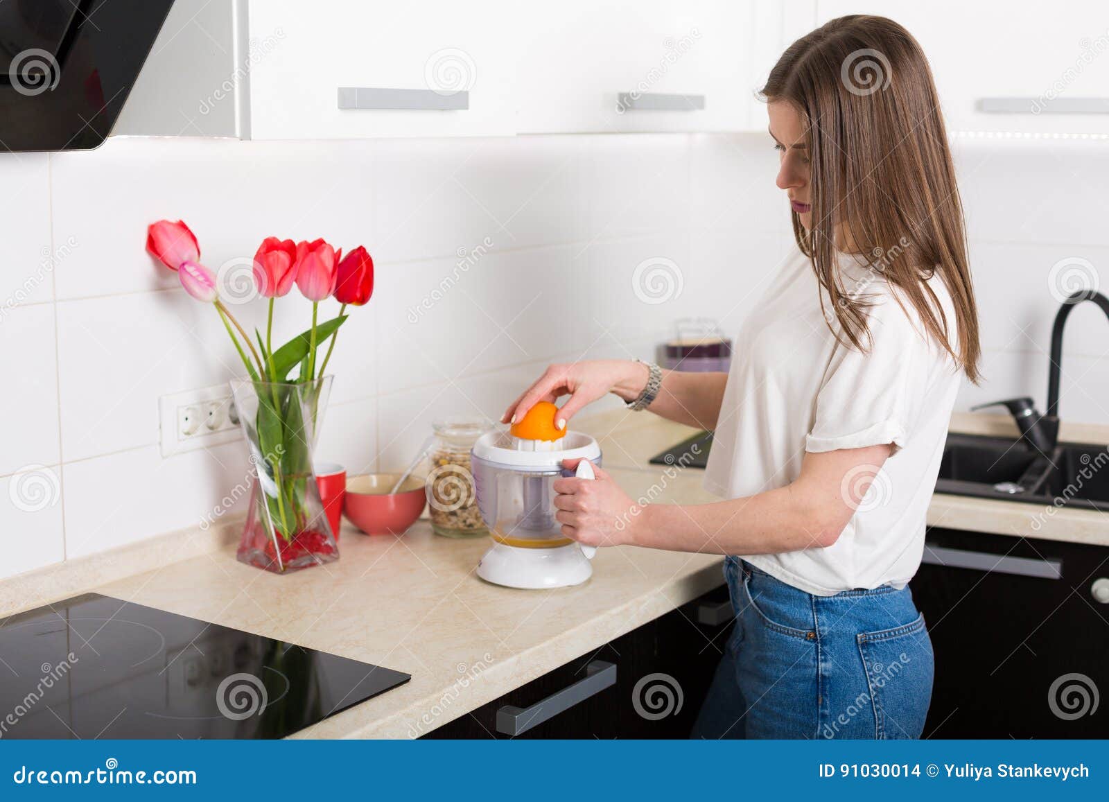 Woman making breakfast stock photo. Image of lifestyle - 91030014