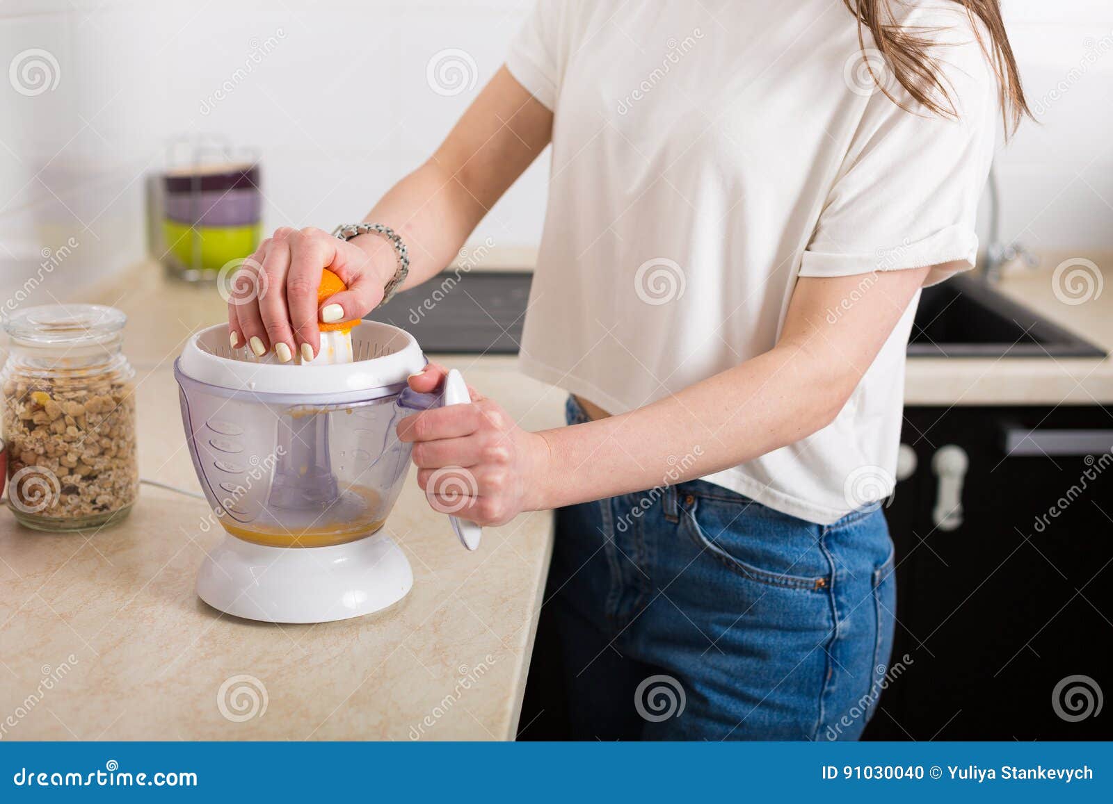 Woman making breakfast stock photo. Image of cabinet - 91030040