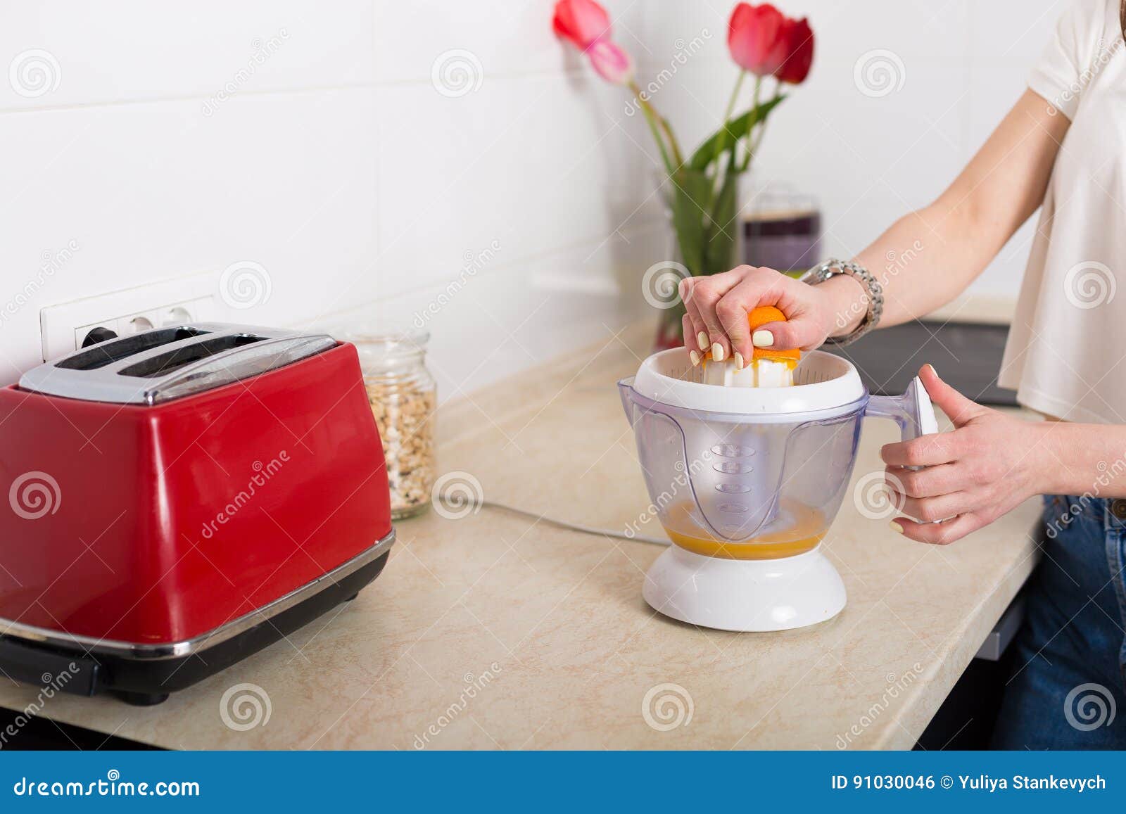 Woman making breakfast stock photo. Image of chair, eating - 91030046