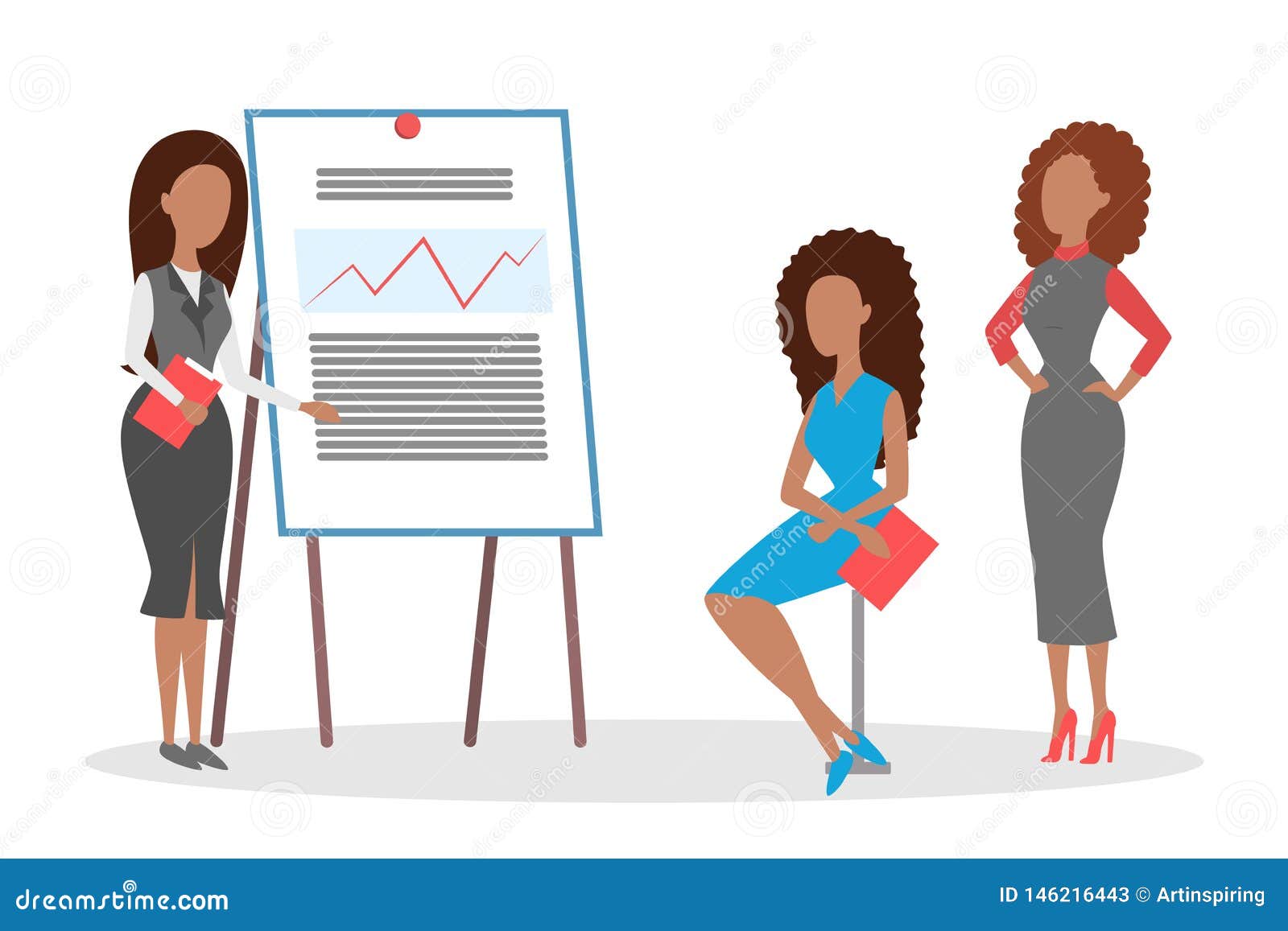 Woman Making Business Presentation in Front of Group Stock Vector ...