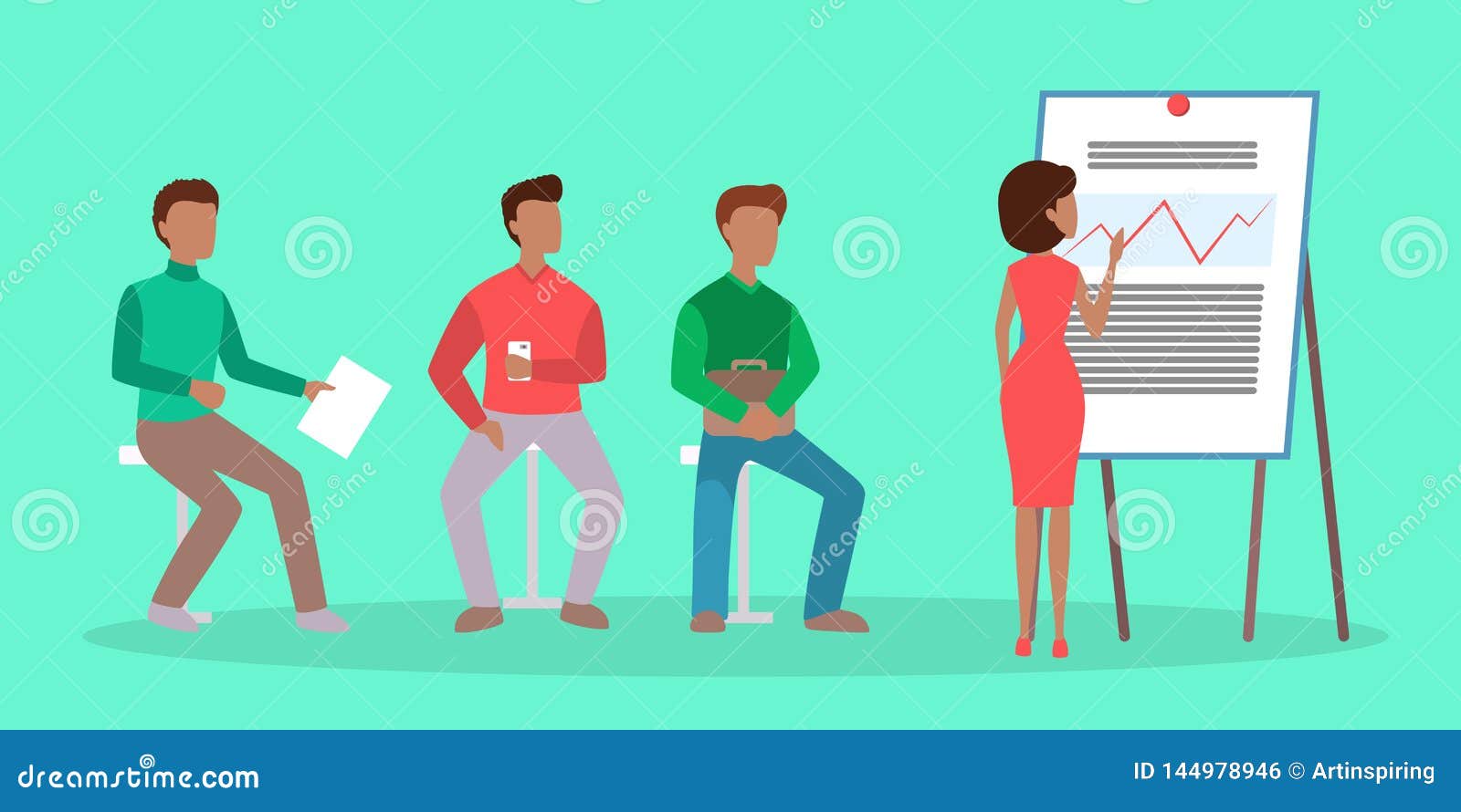 Woman Making Business Presentation in Front of Group Stock Vector ...