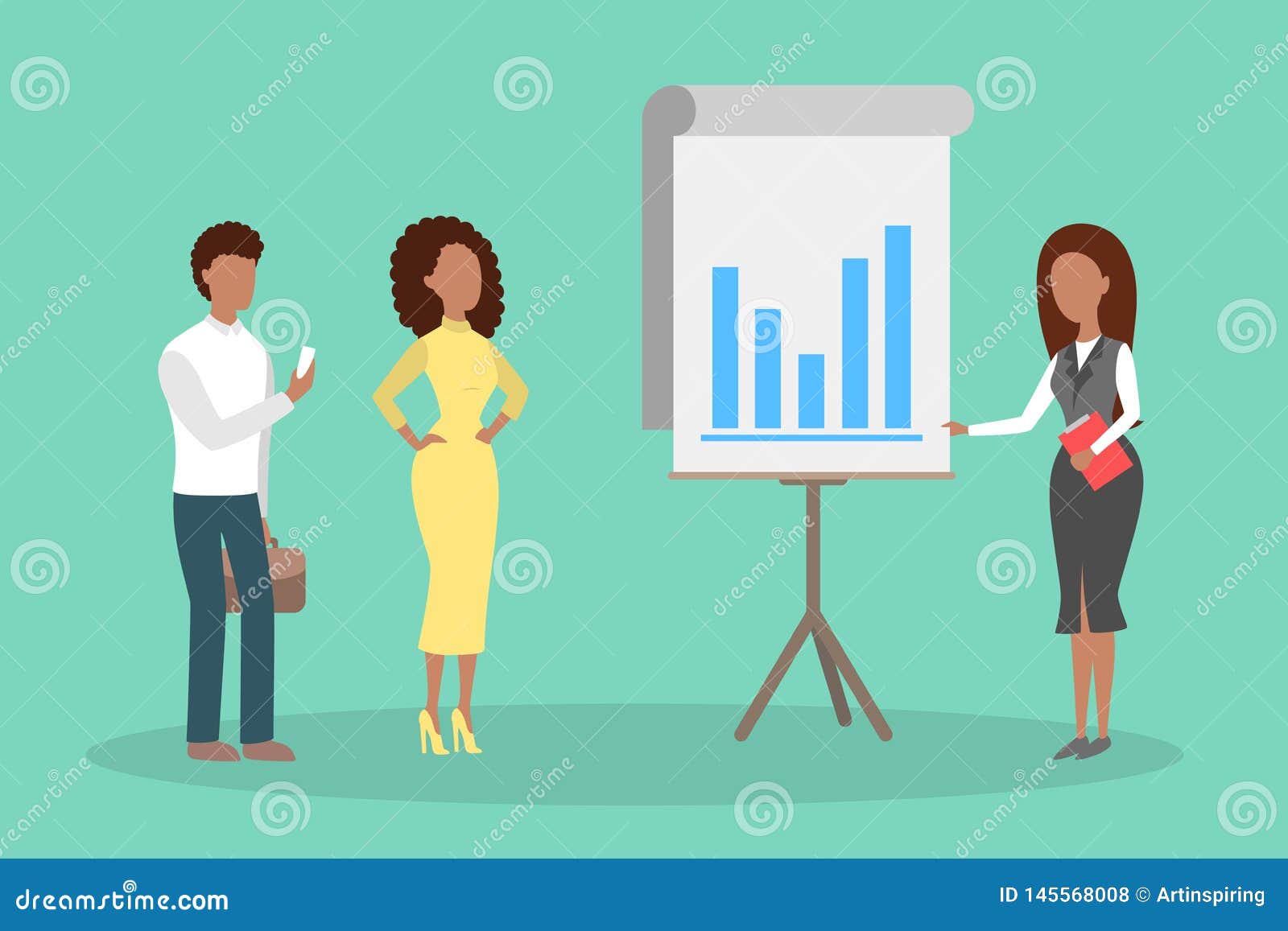 Woman Making Business Presentation in Front of Group Stock Vector ...