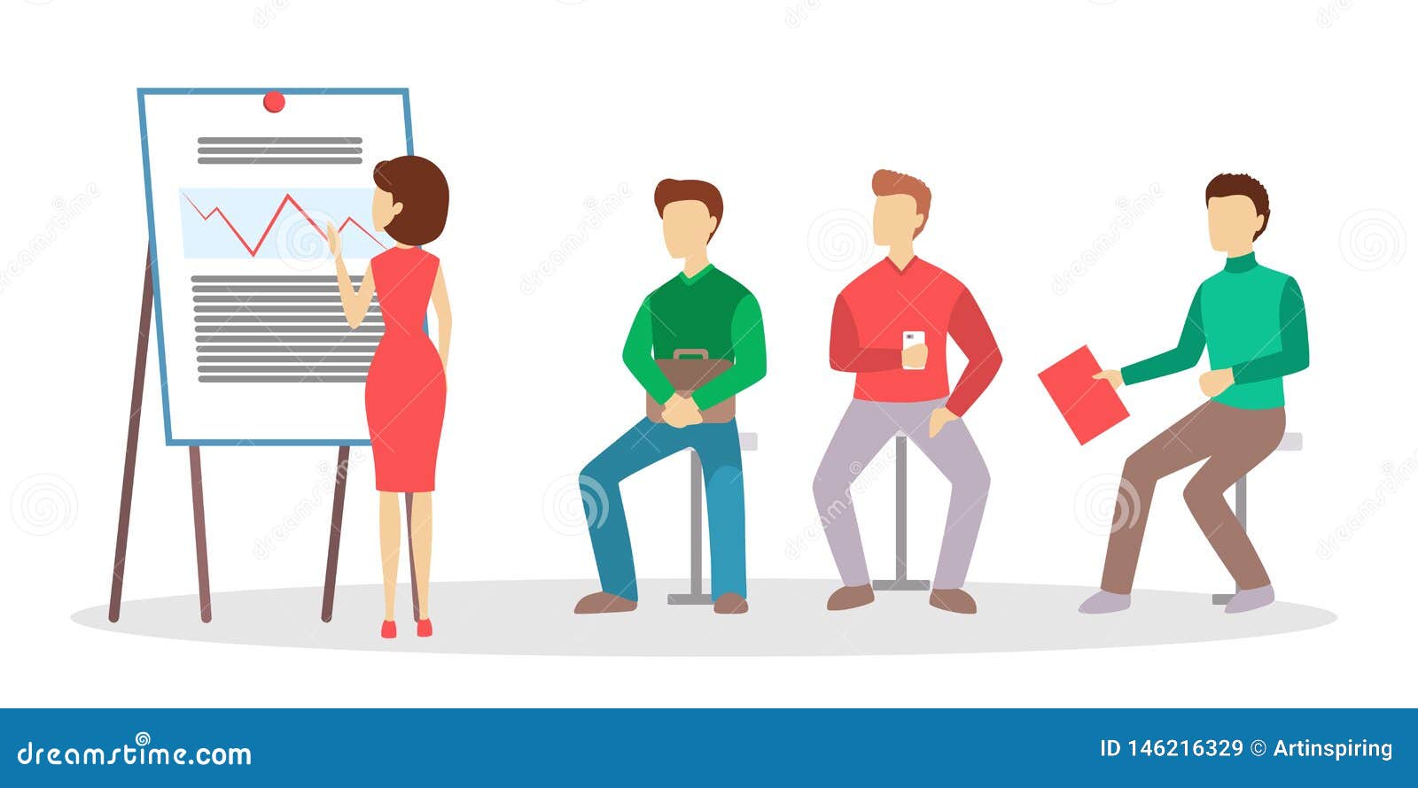 Woman Making Business Presentation in Front of Group Stock Vector ...