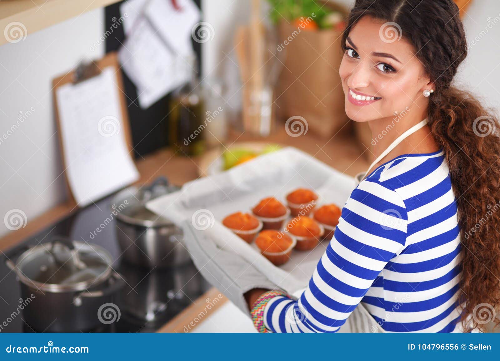 Woman is Making Cakes in the Kitchen Stock Photo - Image of cooking ...