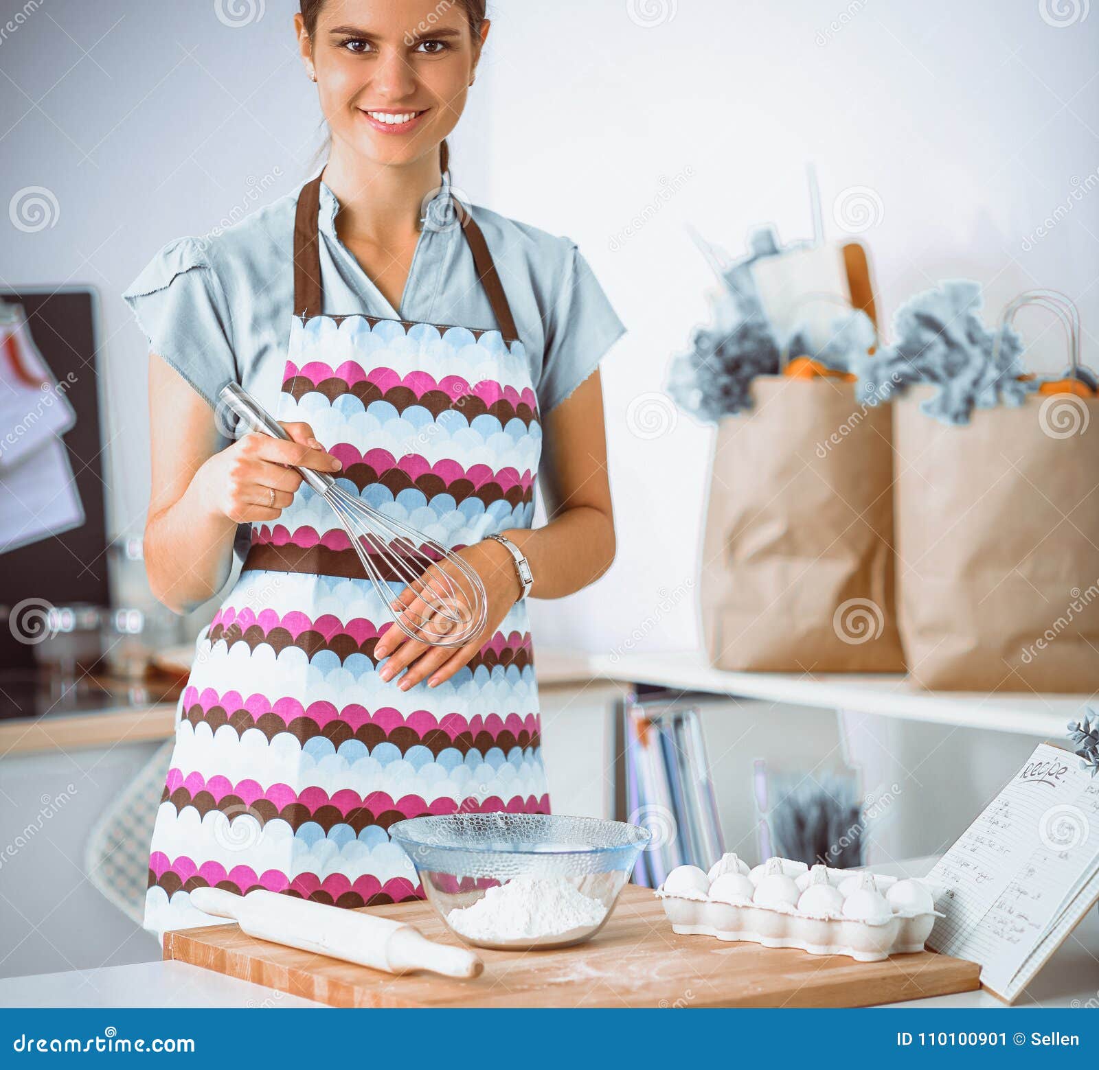Woman is Making Cakes in the Kitchen Stock Image - Image of sweet ...