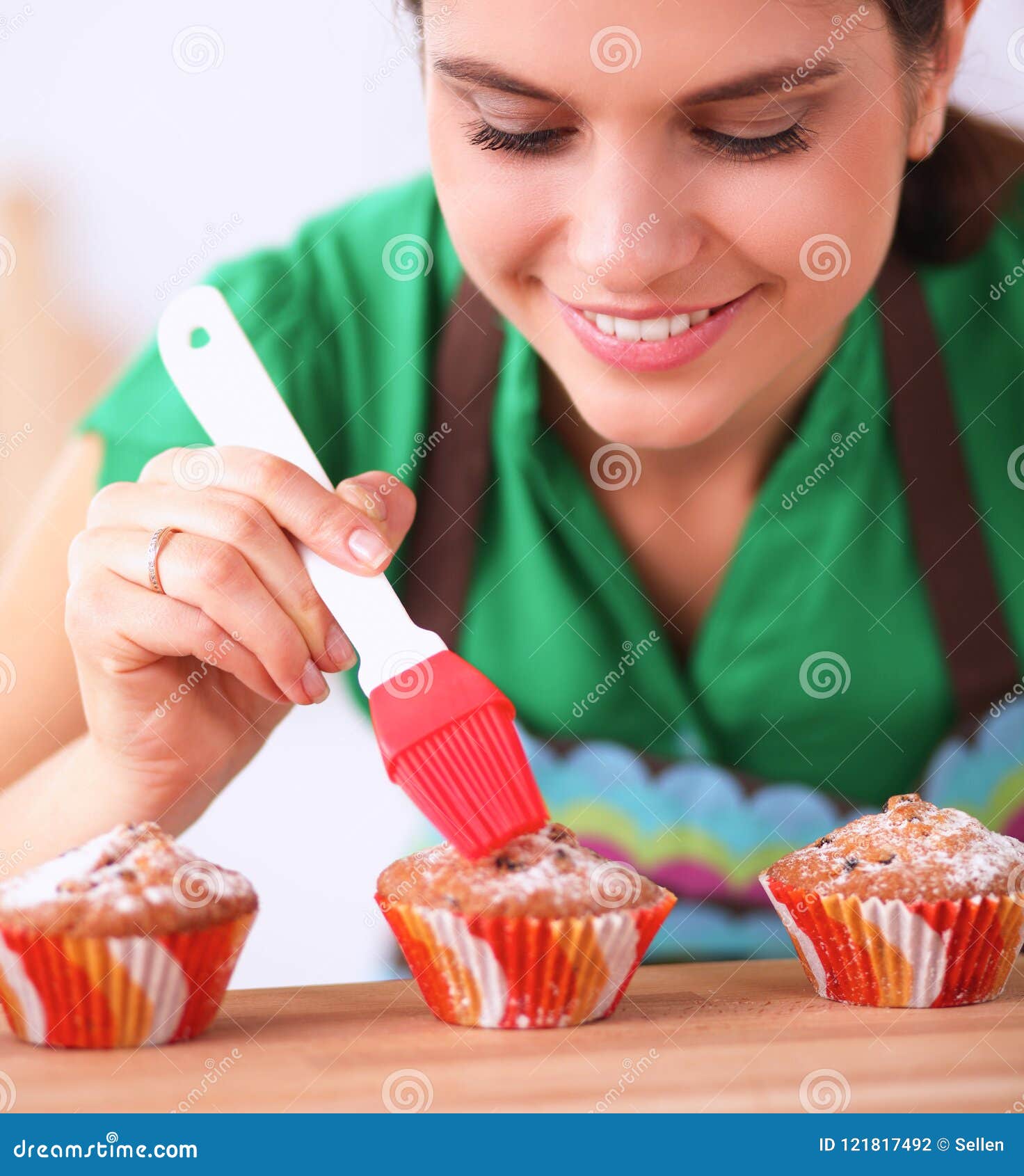 Woman is Making Cakes in the Kitchen Stock Photo - Image of cream ...