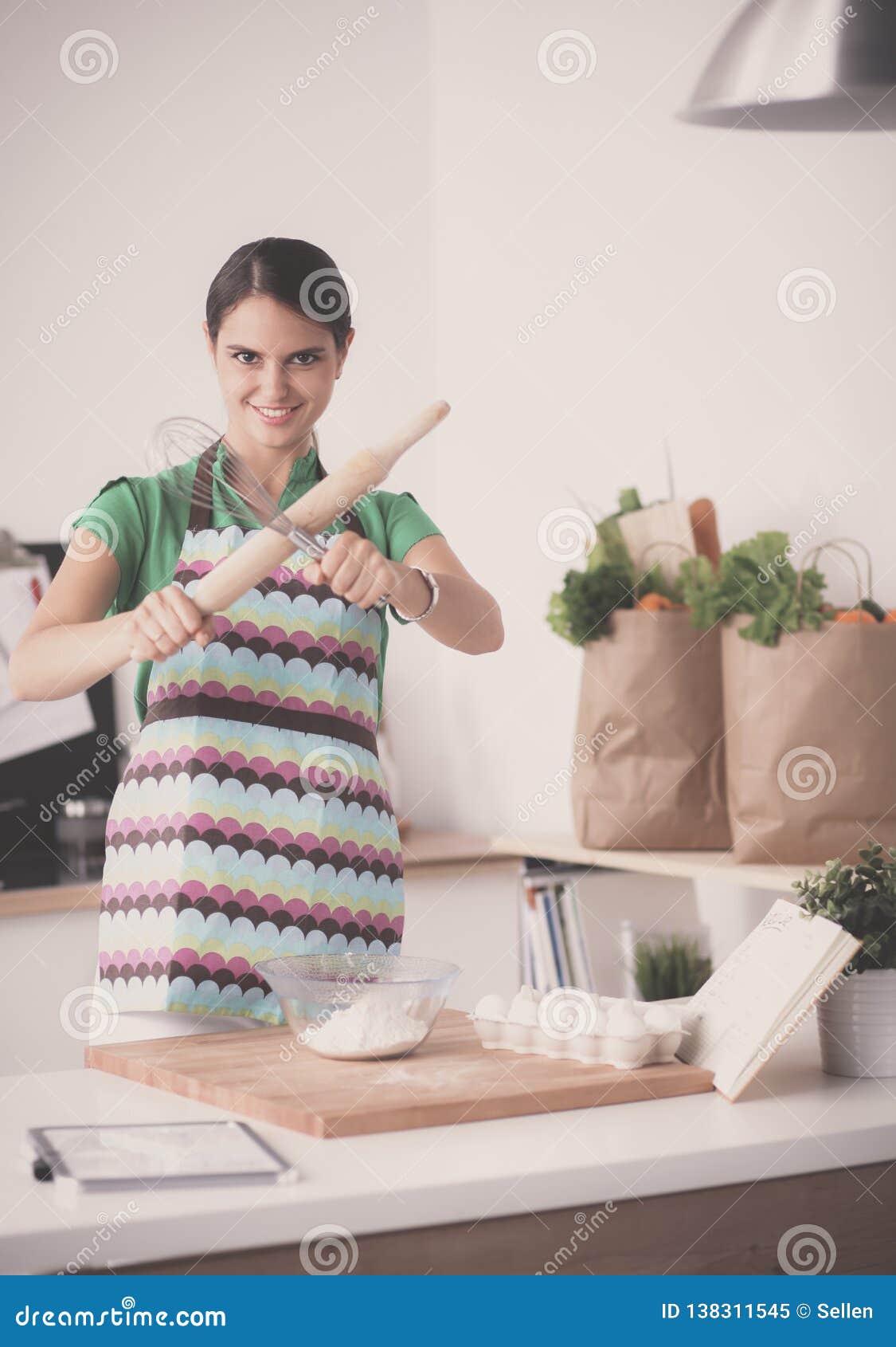 Woman is Making Cakes in the Kitchen Stock Image - Image of cupcakes ...