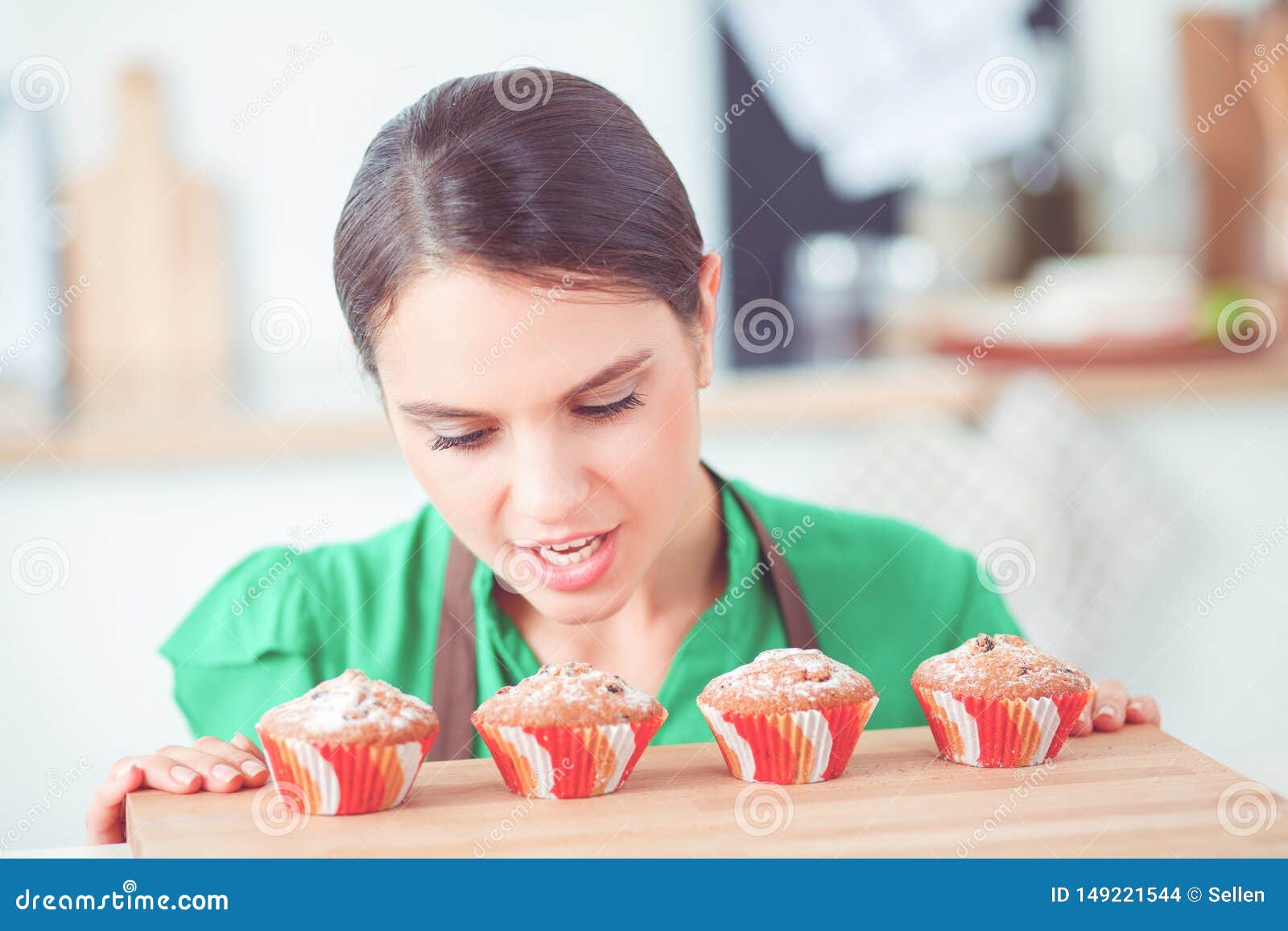 Woman is Making Cakes in the Kitchen Stock Photo - Image of icing ...