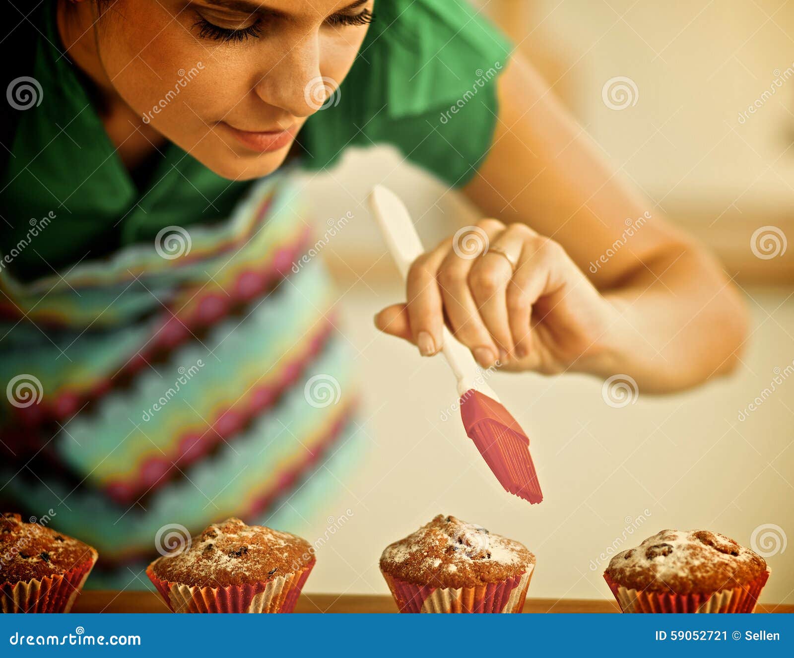 Woman is Making Cakes in the Kitchen Stock Image - Image of homemade ...