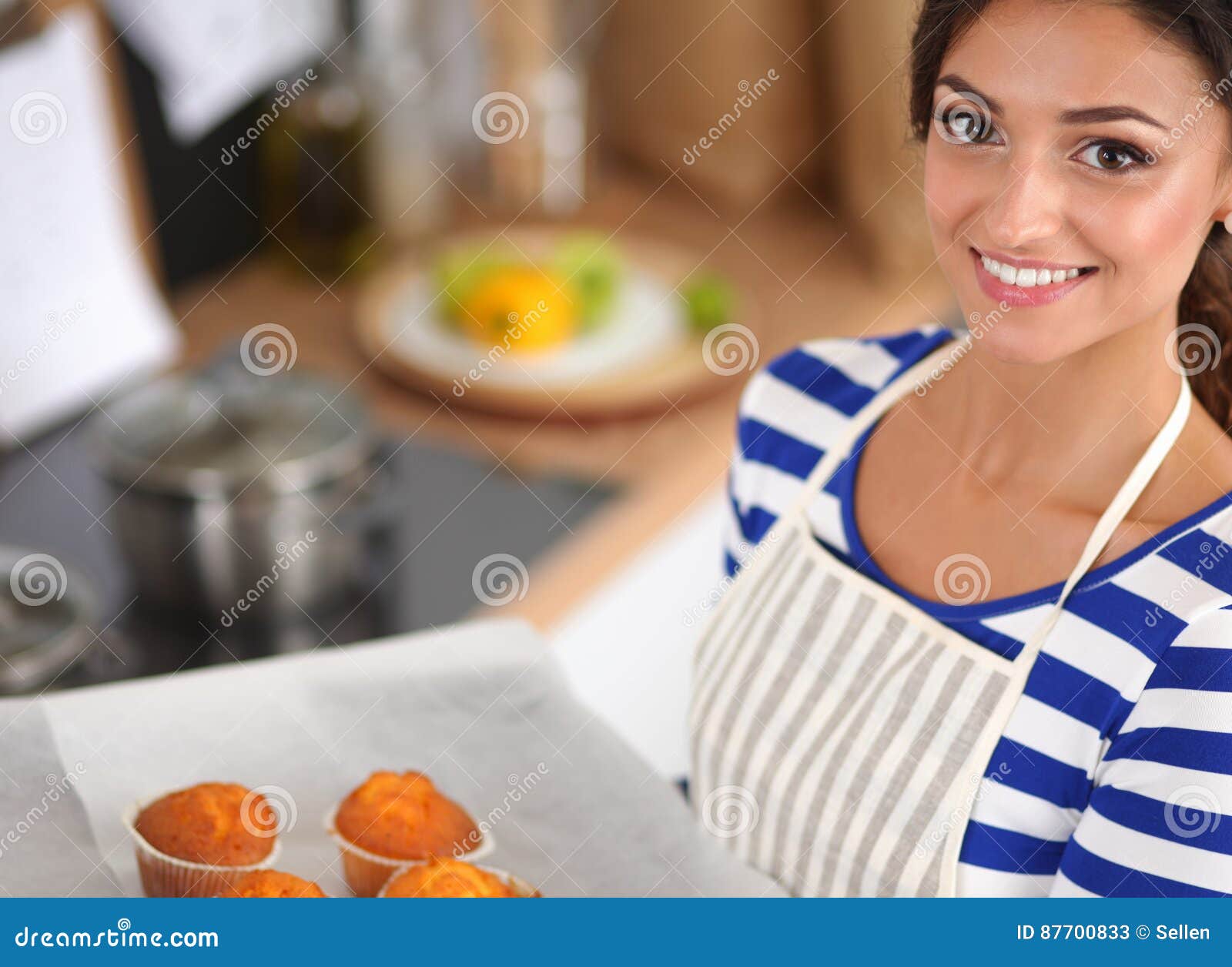 Woman is Making Cakes in the Kitchen Stock Image - Image of home ...