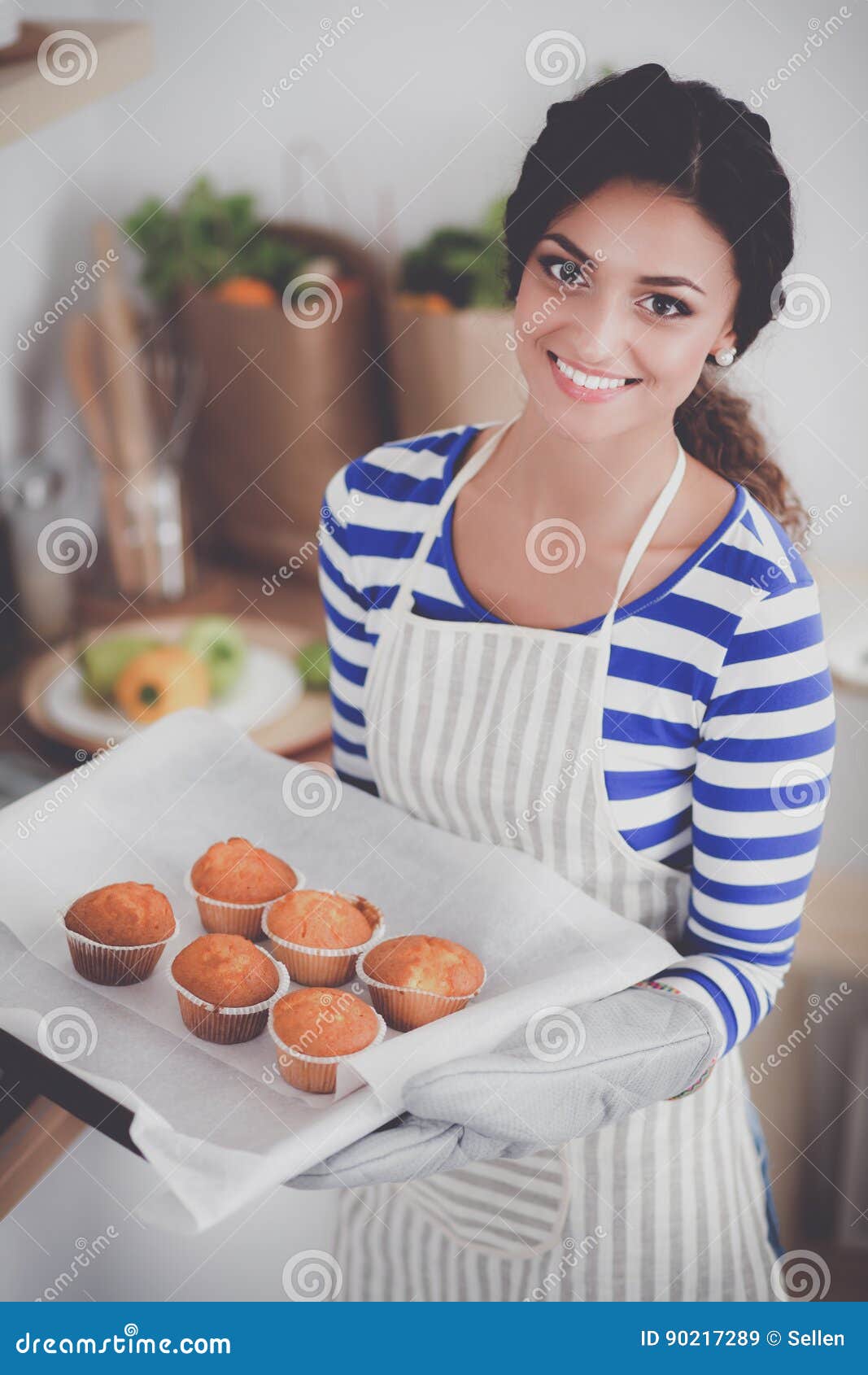Woman is Making Cakes in the Kitchen Stock Image - Image of cooking ...