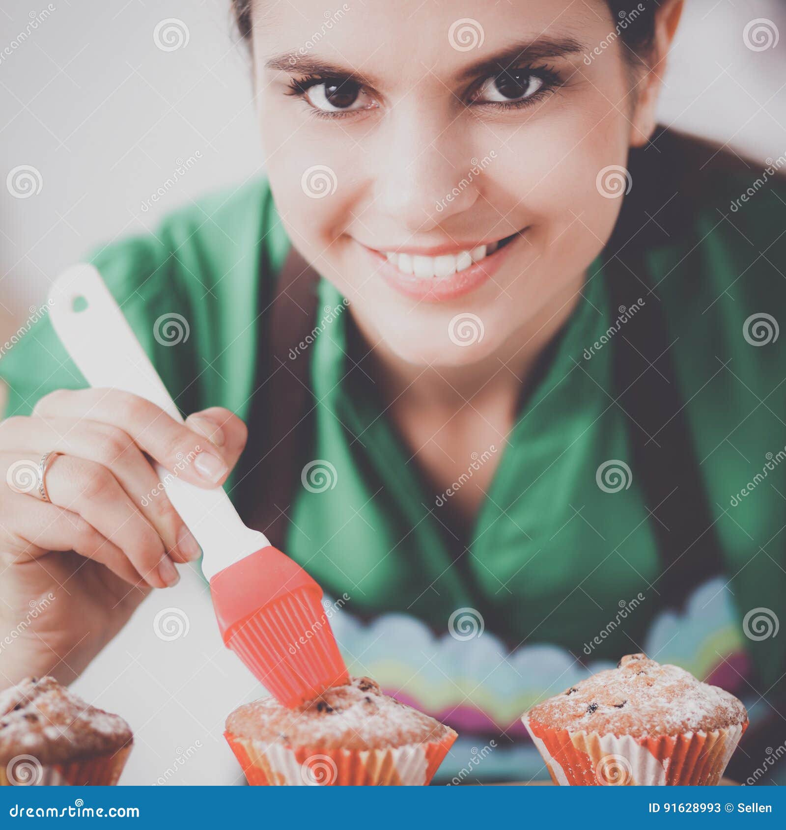 Woman is Making Cakes in the Kitchen Stock Image - Image of cook, cream ...