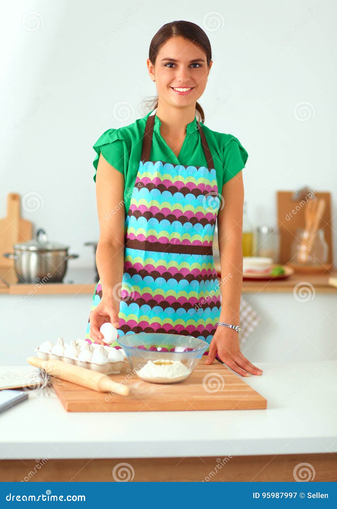 Woman is Making Cakes in the Kitchen Stock Image - Image of preparation ...