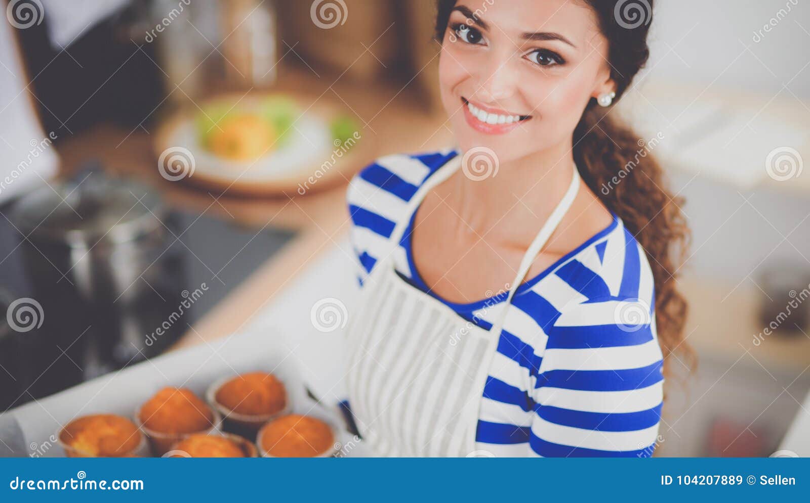 Woman is Making Cakes in the Kitchen Stock Image - Image of cooking ...