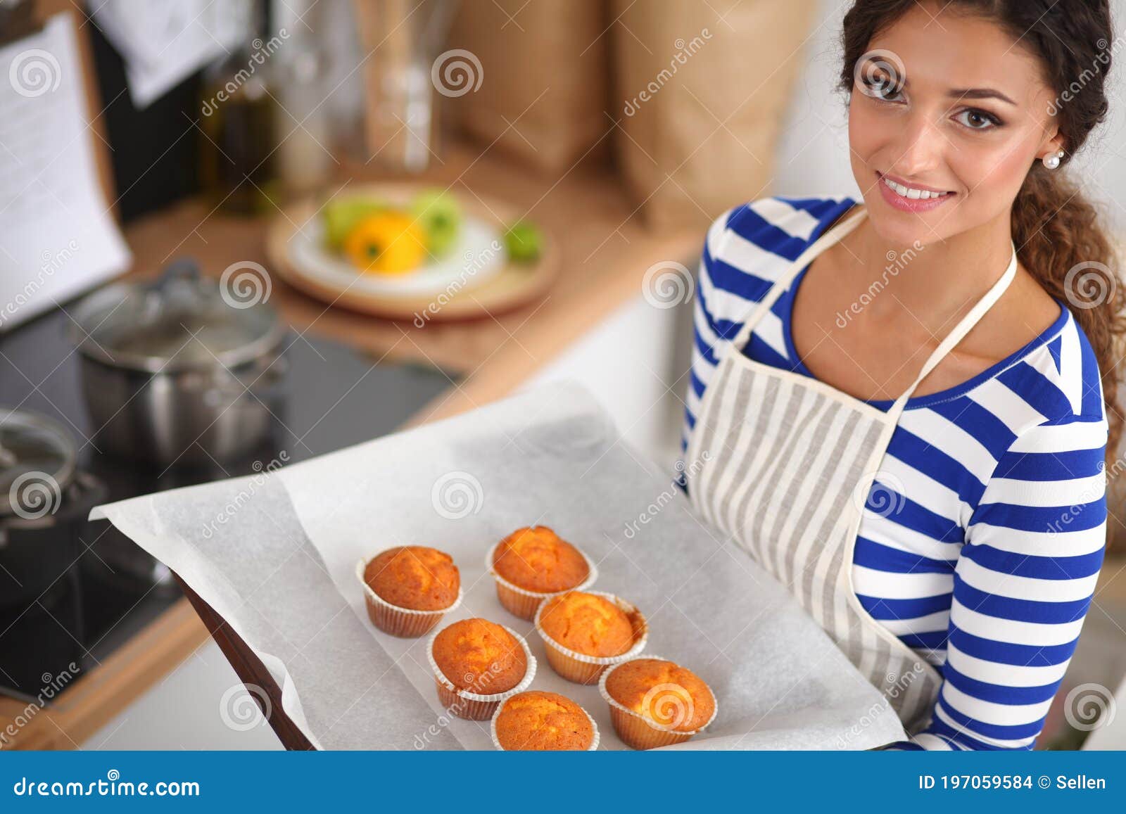 Woman is Making Cakes in the Kitchen Stock Photo - Image of homemade ...