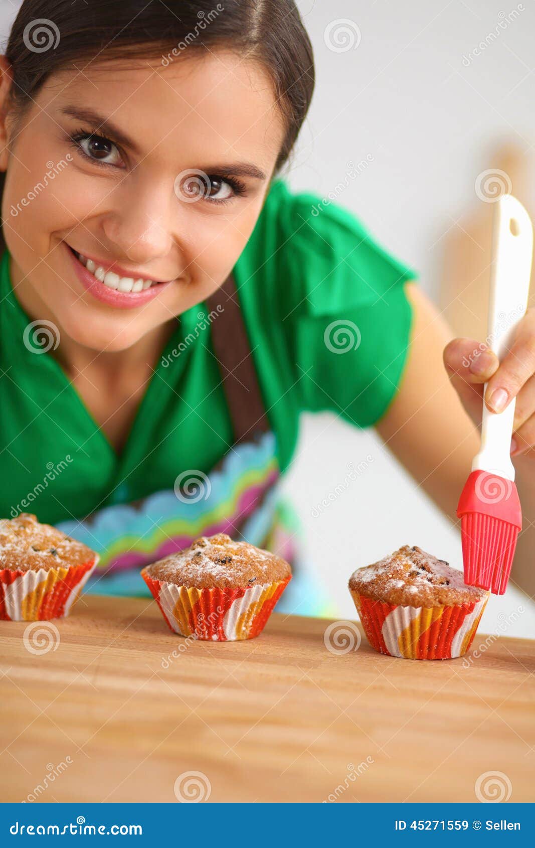 Woman is Making Cakes in the Kitchen Stock Image - Image of decoration ...