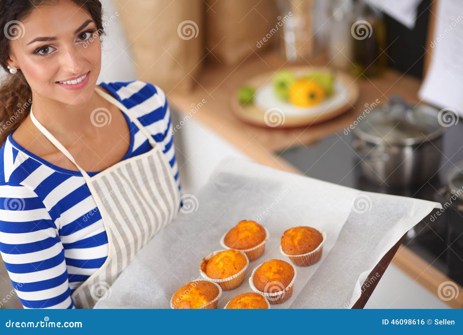 Woman is Making Cakes in the Kitchen Stock Photo - Image of cooking ...