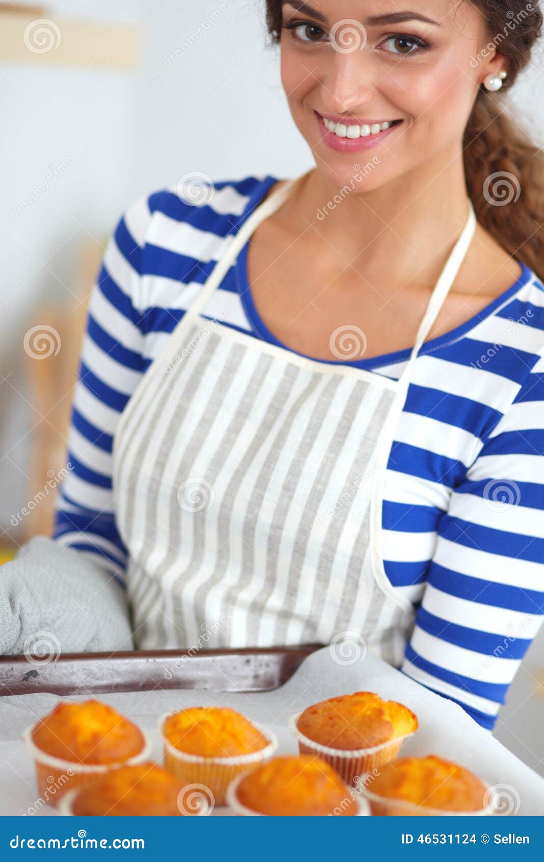 Woman is Making Cakes in the Kitchen Stock Photo - Image of food ...